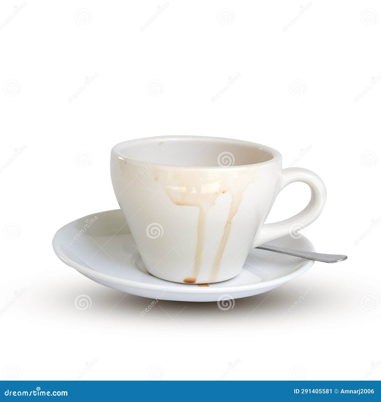Empty and Dirty Coffee Cup on White. Stock Image - Image of breakfast ...