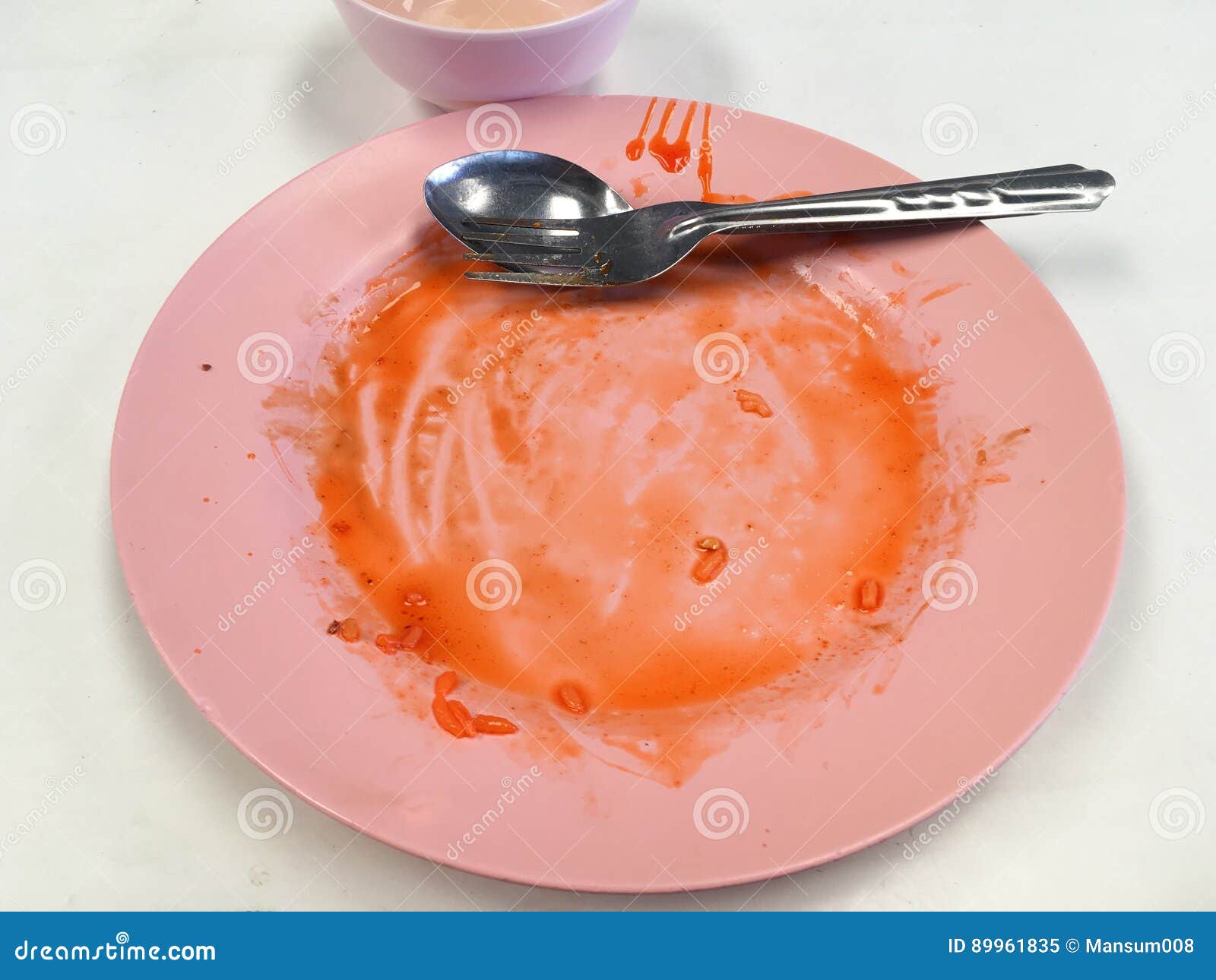 Empty Dirty Plastic Plates with Spoon Stock Image - Image of breakfast ...