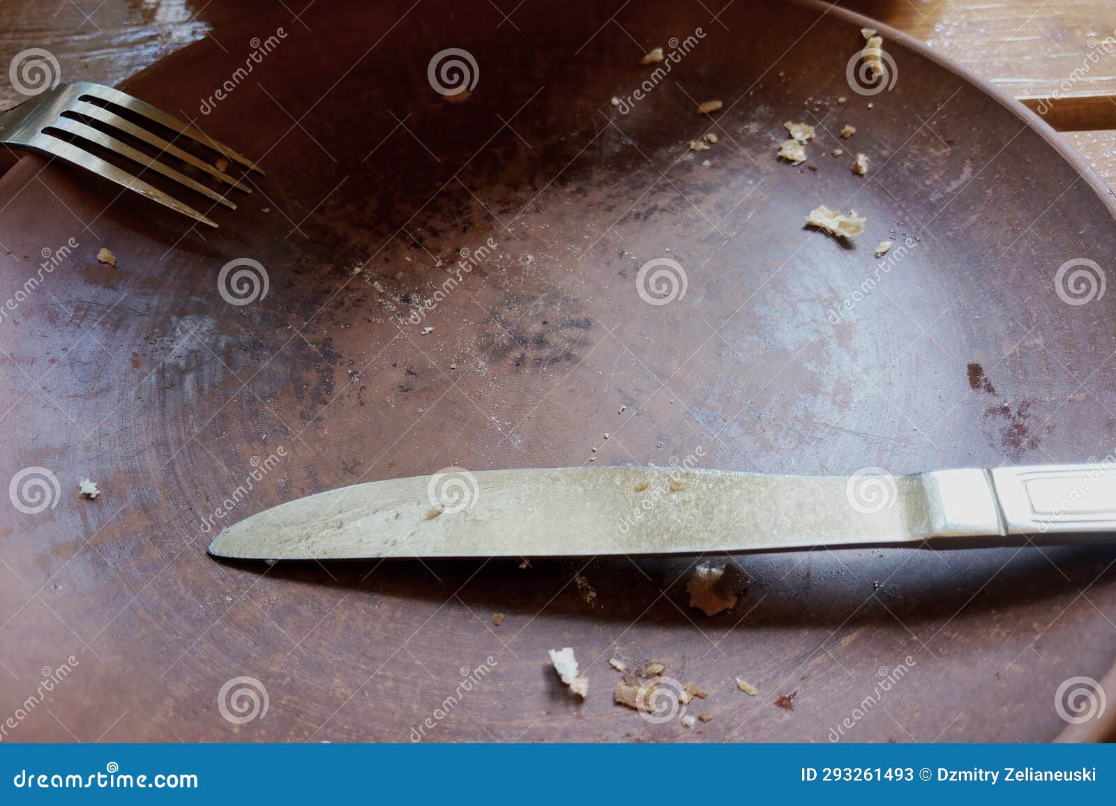 Empty Dirty Plate on the Table after Eating. Stock Image - Image of ...