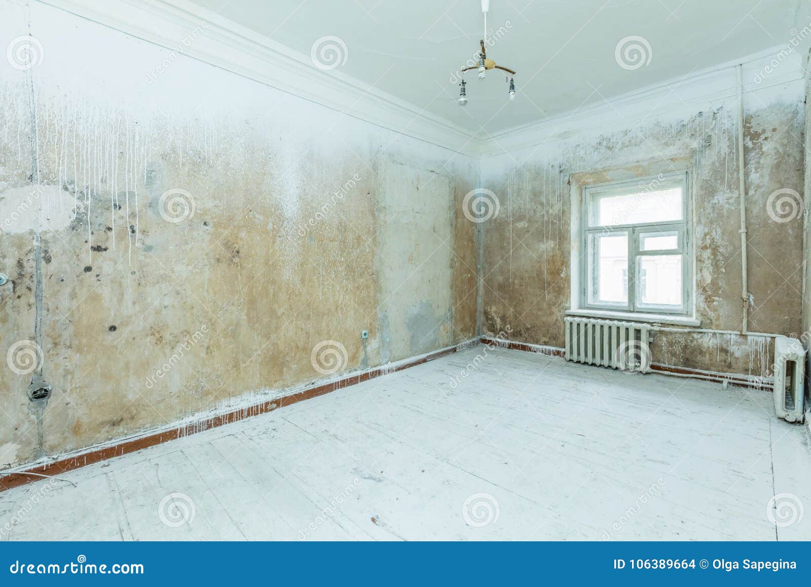 Empty dirty room stock photo. Image of empty, gray, interior - 106389664