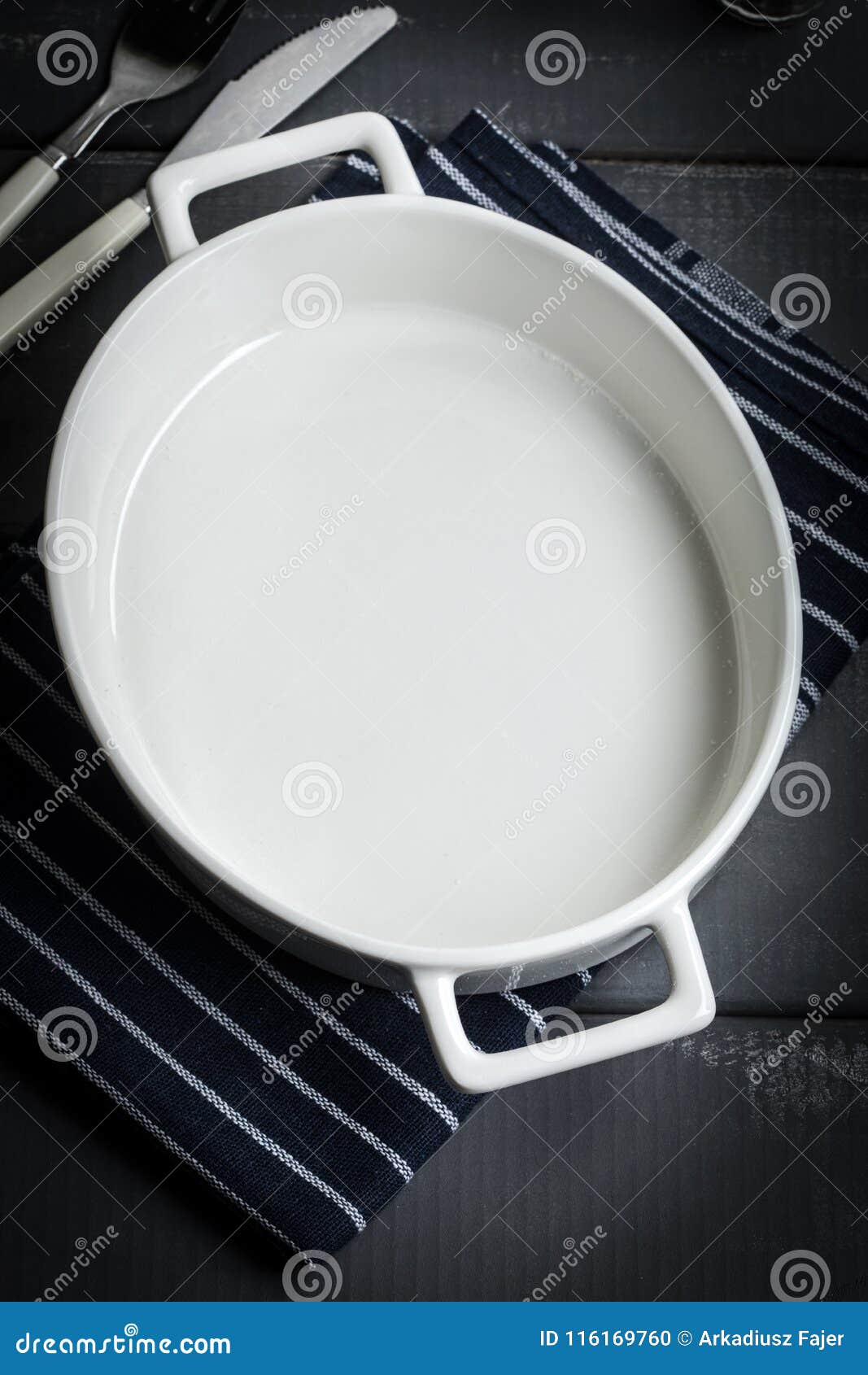 Empty Dish for Baking on a Dark Countertop. Stock Photo - Image of ...