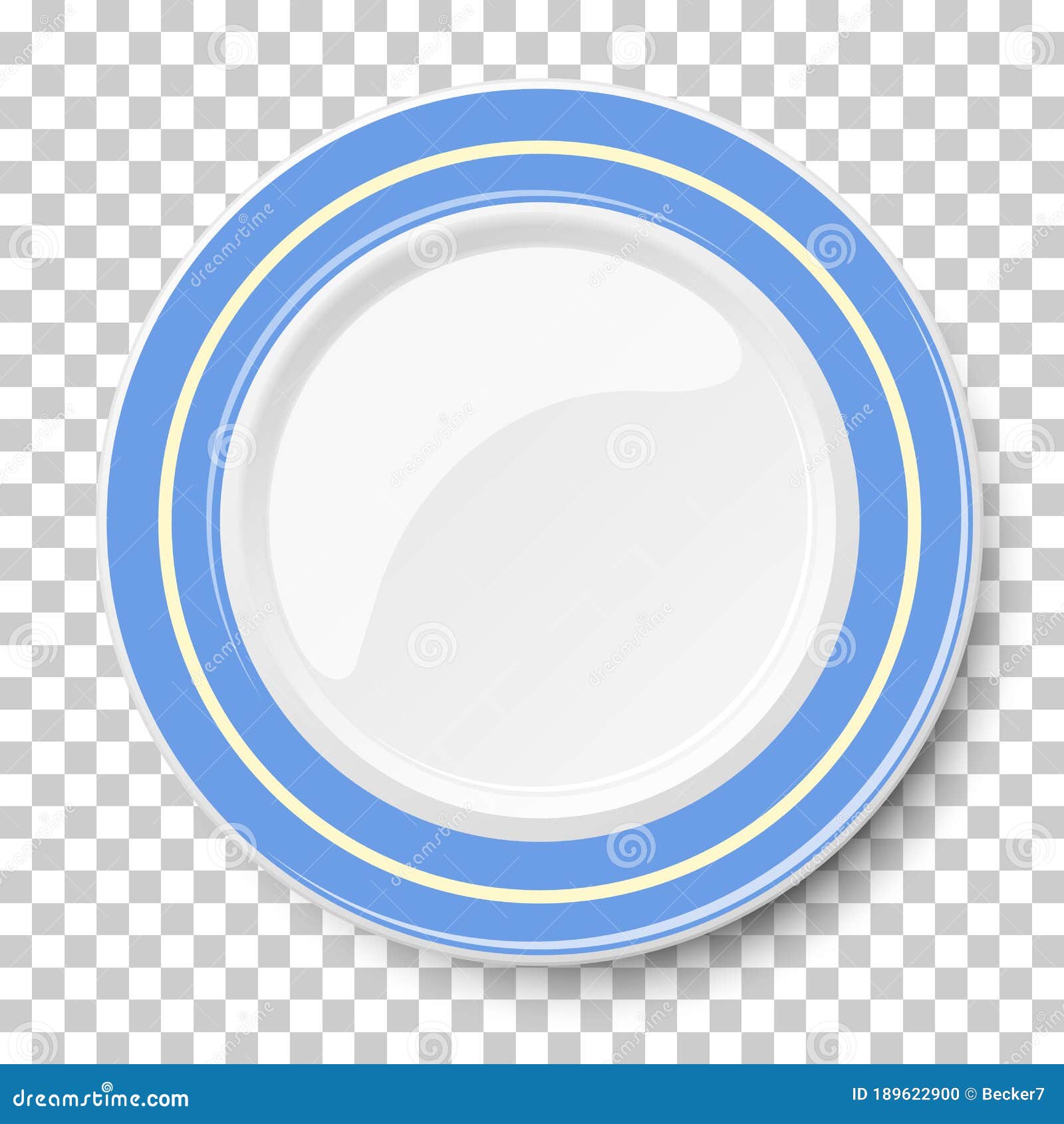 Empty Dish with Blue Border Isolated on a Transparent Background ...