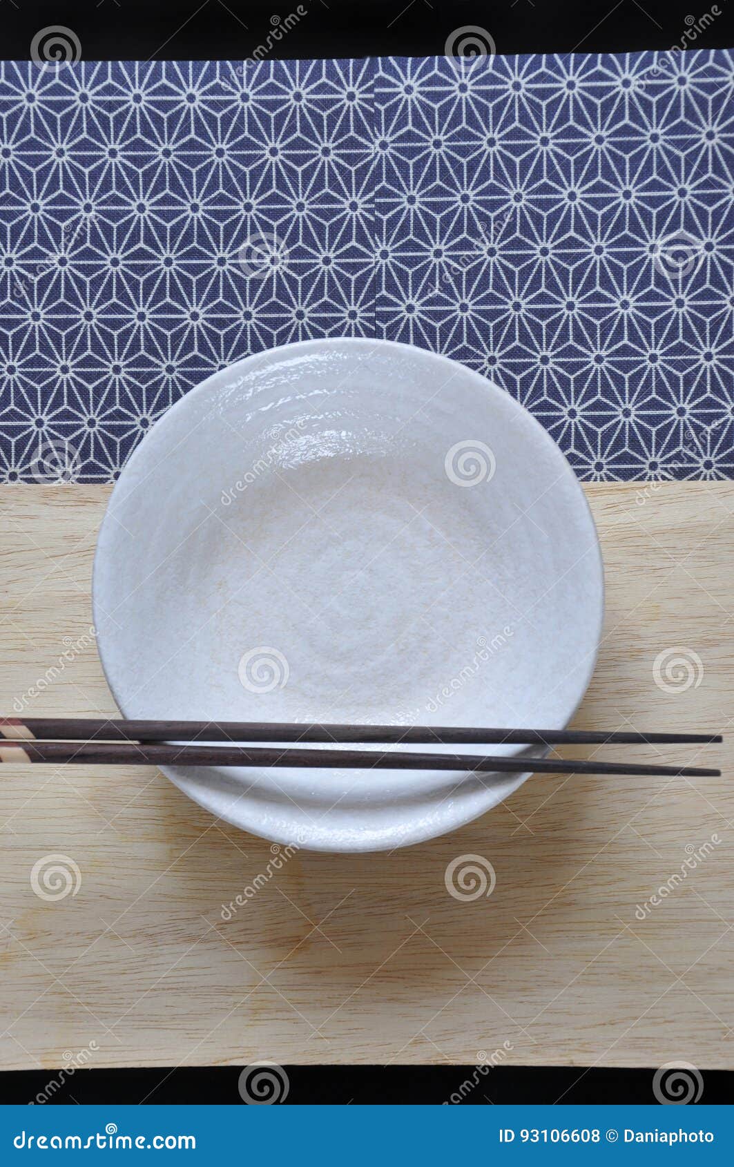 Empty Dish with Chopstick in Japanese Style on Wooden Background Stock ...