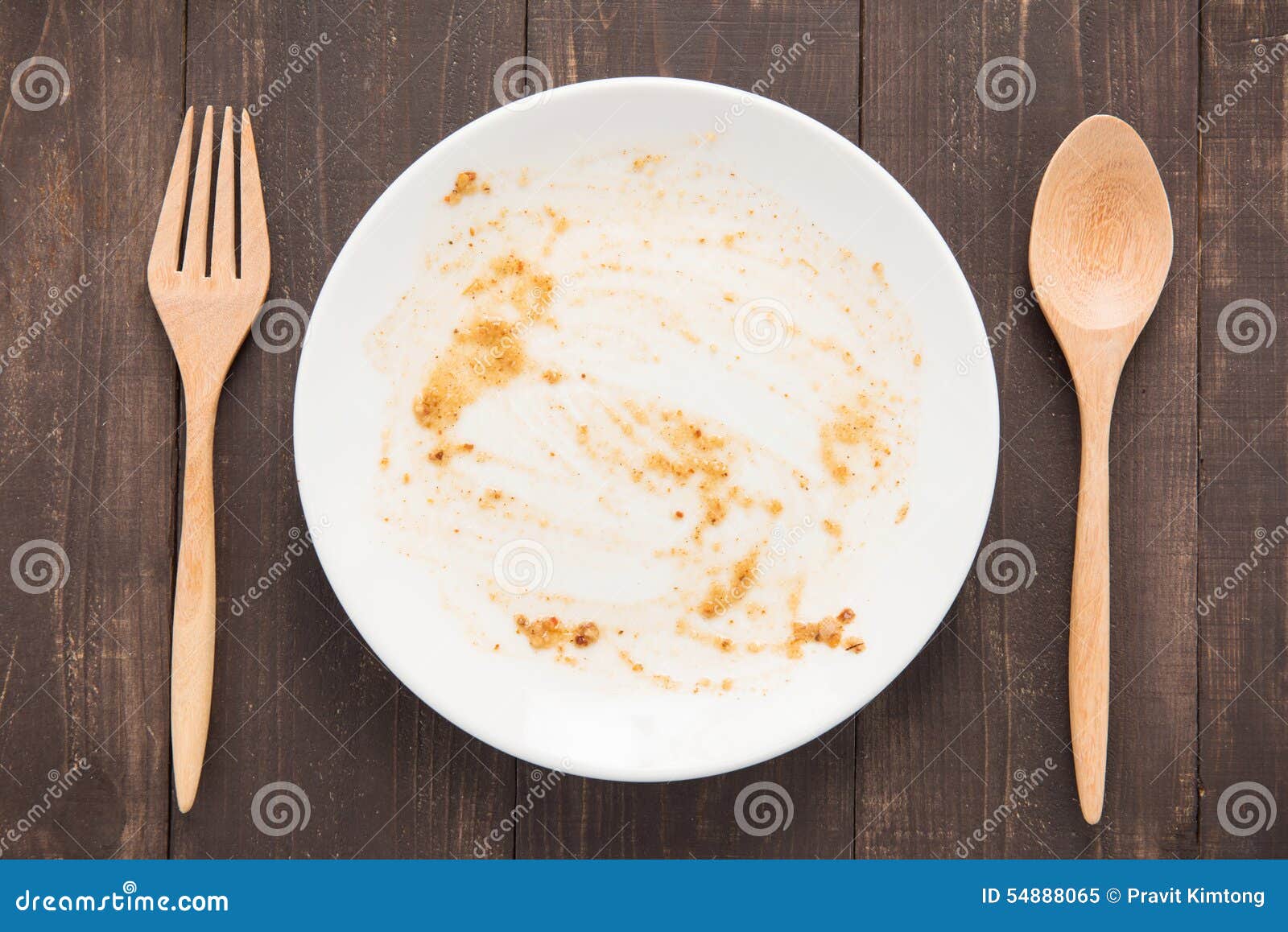 Empty Dish after Food on the Wooden Background Stock Image - Image of ...