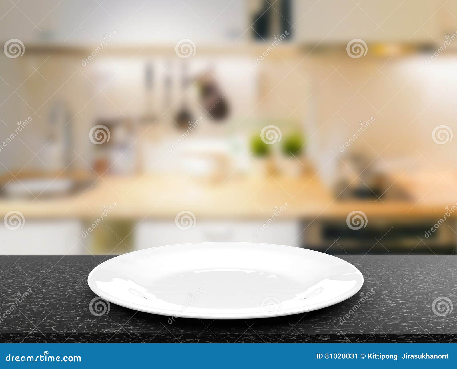 Empty Dish with Kitchen Background Stock Illustration - Illustration of ...