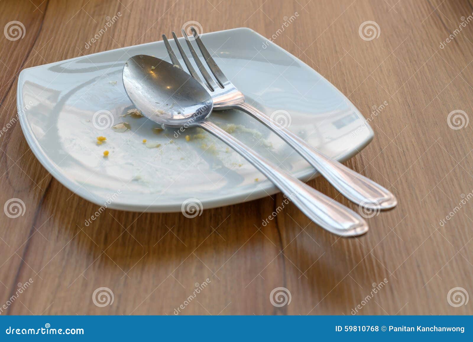 Empty dish after lunch stock photo. Image of spoon, table - 59810768