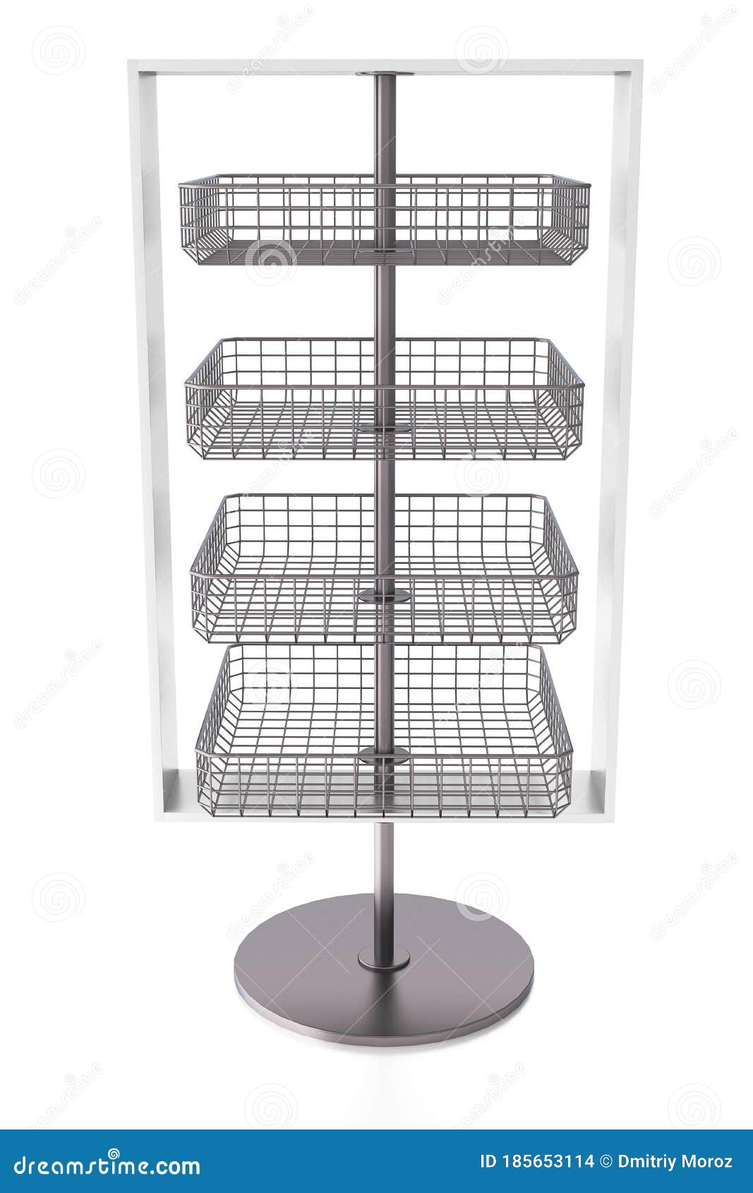 Empty Display Stand with Wire Shelves Stock Illustration - Illustration ...