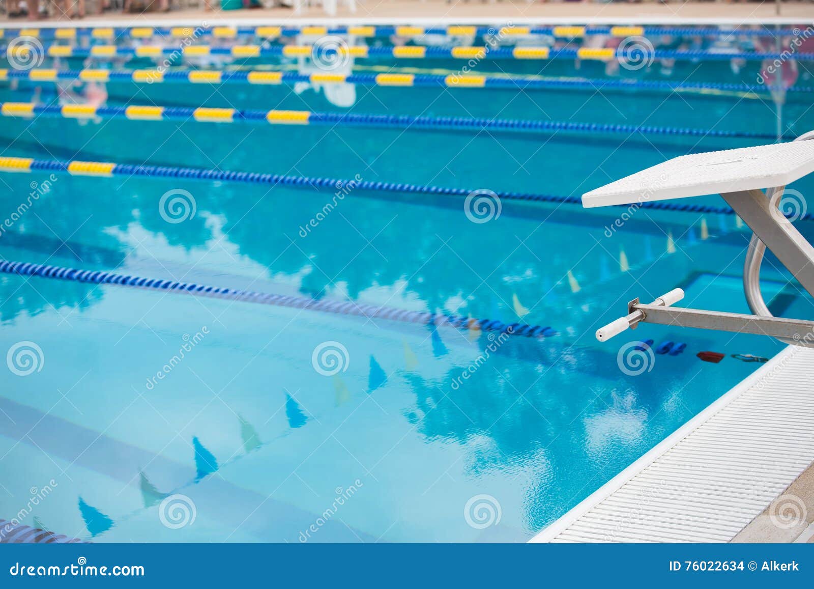 Empty Diving Block with Race Lanes in Pool Stock Photo - Image of block ...