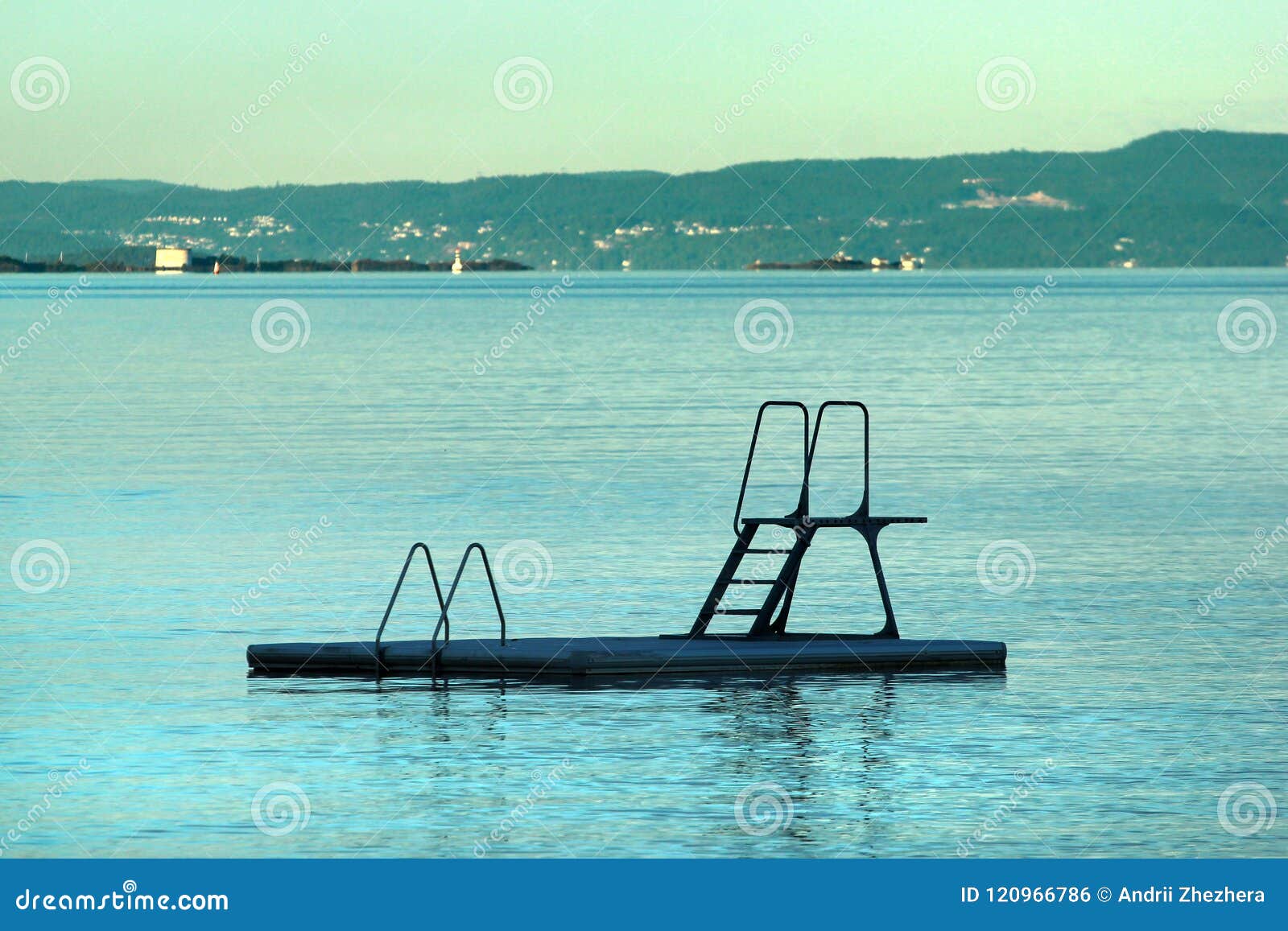 Empty Diving Platform Floating on Water Surface Stock Photo - Image of ...