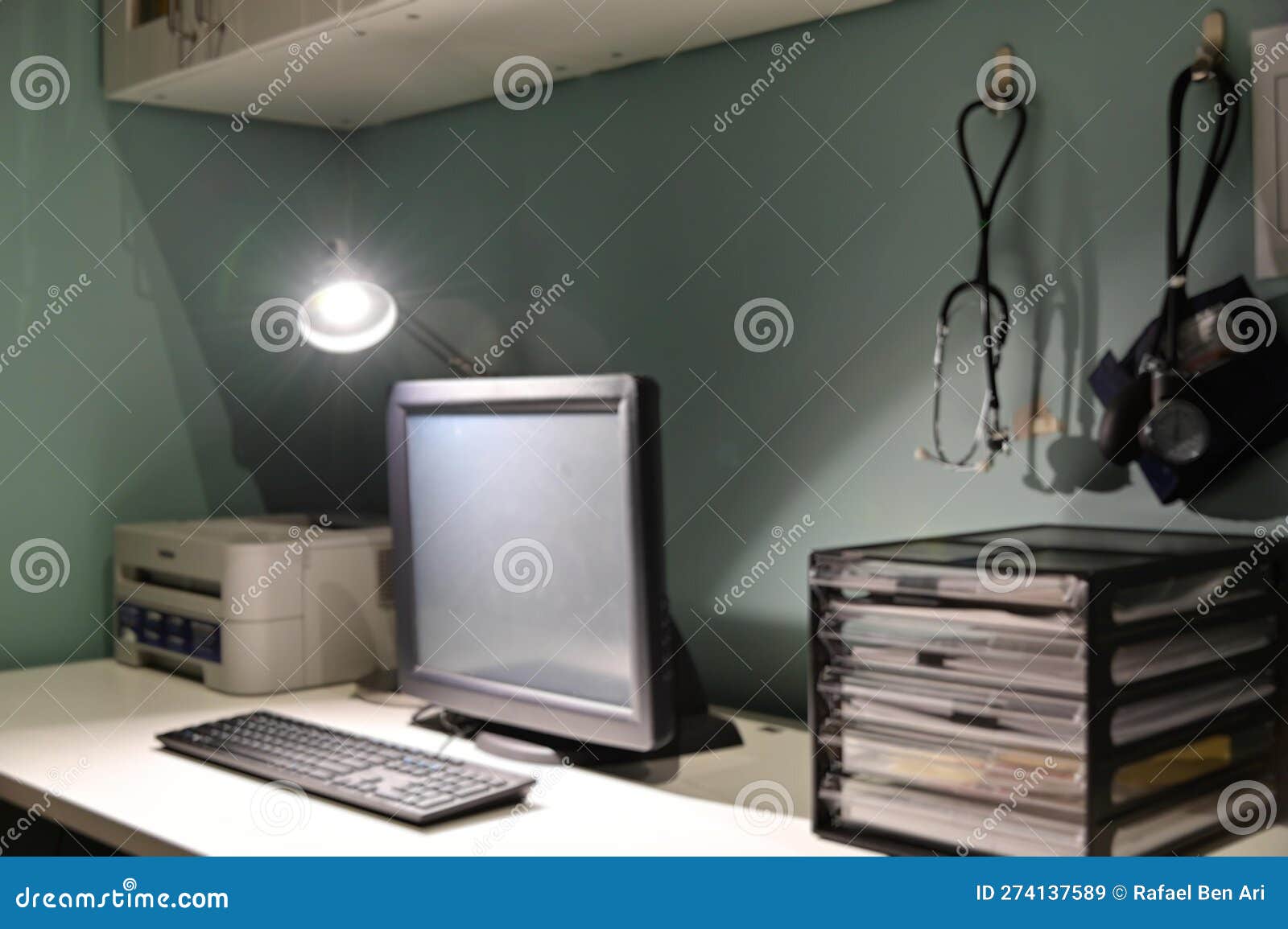 Empty Doctors Clinic Office Desk Room Interrior Stock Image - Image of ...