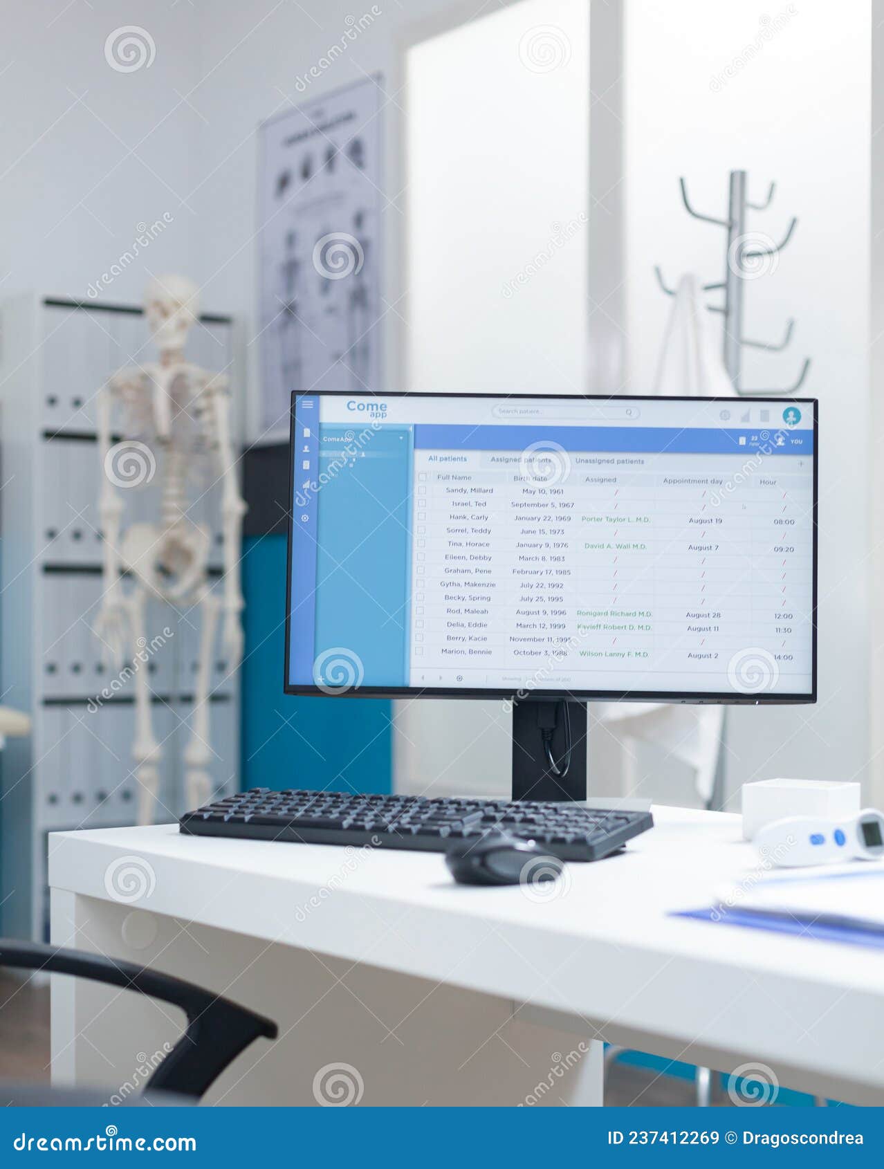 Empty Doctors Office Having Computer with Patients Files on Screen ...