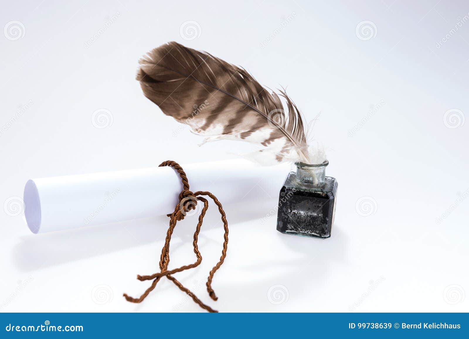 Empty Document and Old Writing Feather in Inkpot Stock Image - Image of ...