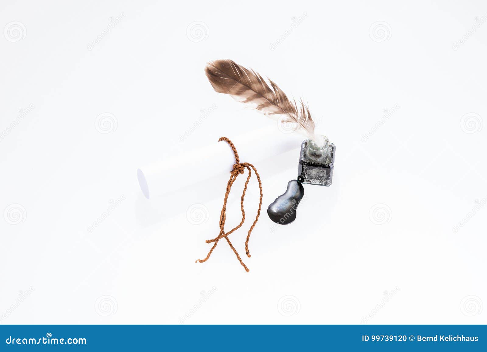Empty Document and Old Writing Feather in Inkpot Stock Photo - Image of ...
