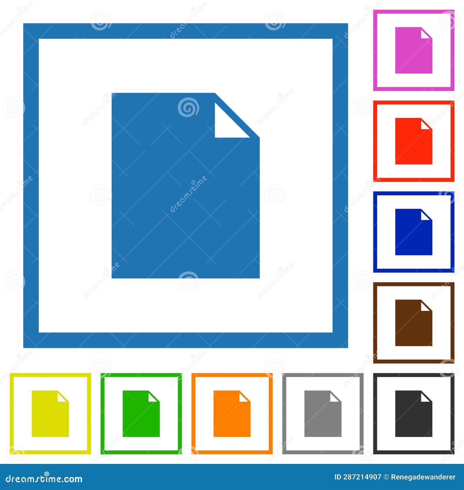 Empty Document Sheet Solid Flat Framed Icons Stock Vector ...
