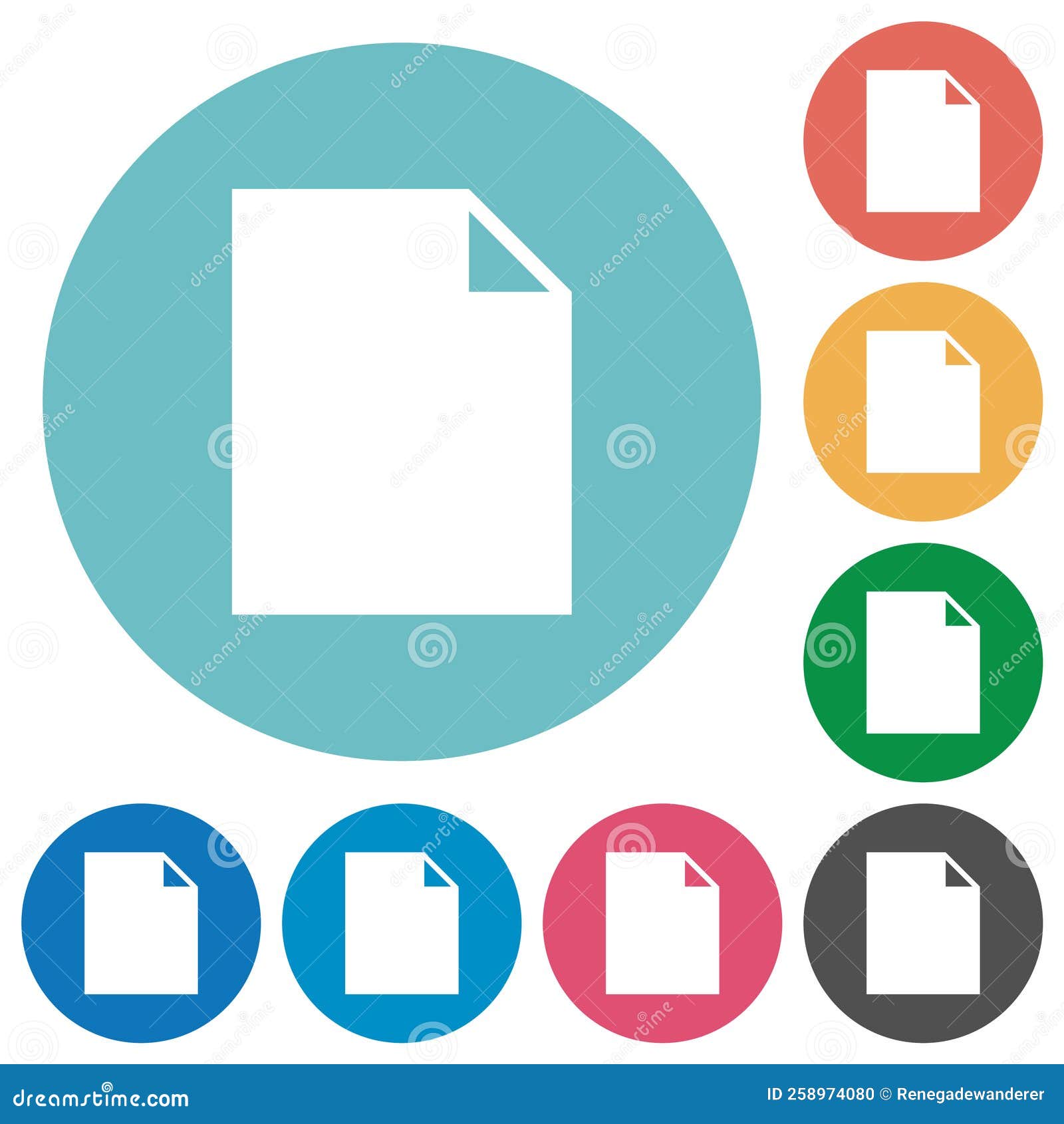 Empty Document Sheet Solid Flat Round Icons Stock Vector - Illustration ...
