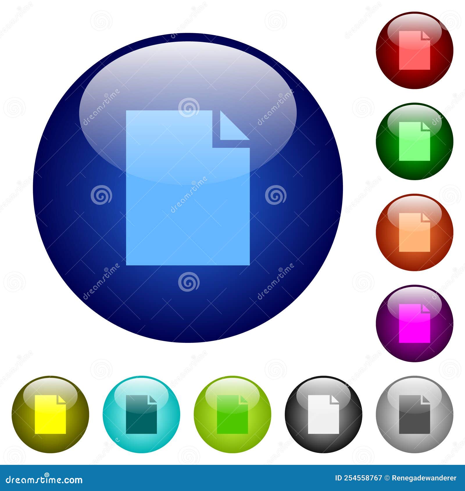 Empty Document Sheet Solid Color Glass Buttons Stock Vector - Illustration of round, record ...
