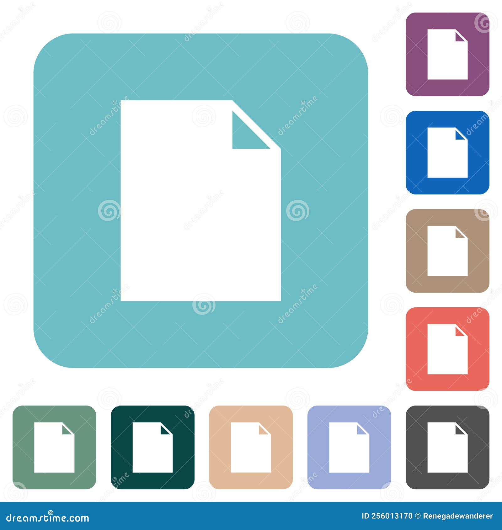 Empty Document Sheet Solid Rounded Square Flat Icons Stock Vector ...