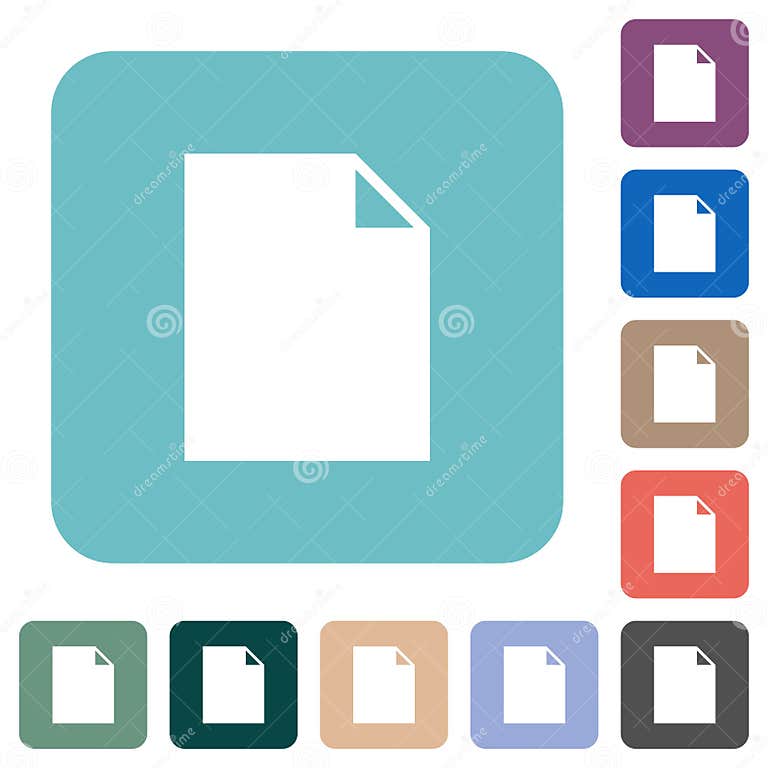 Empty Document Sheet Solid Rounded Square Flat Icons Stock Vector ...