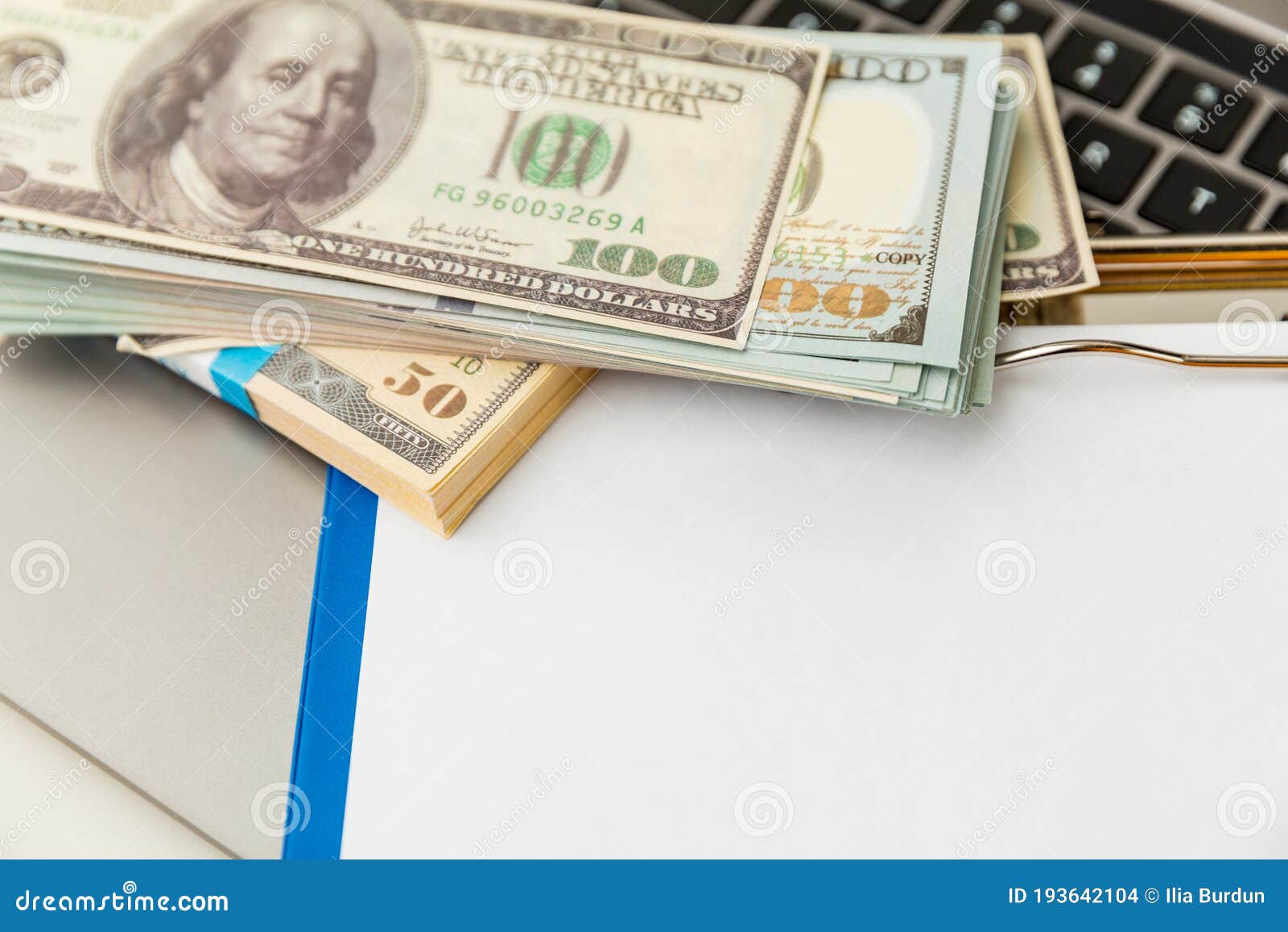 The Empty Document in Statement Form and Money on the Table Isolated ...