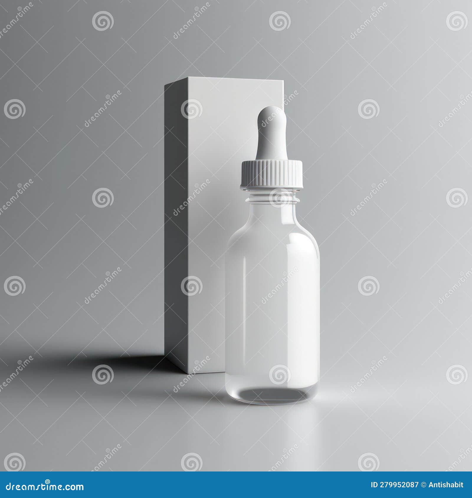 Empty Dropper Bottle on a White Background with a Box, Mockup Stock ...