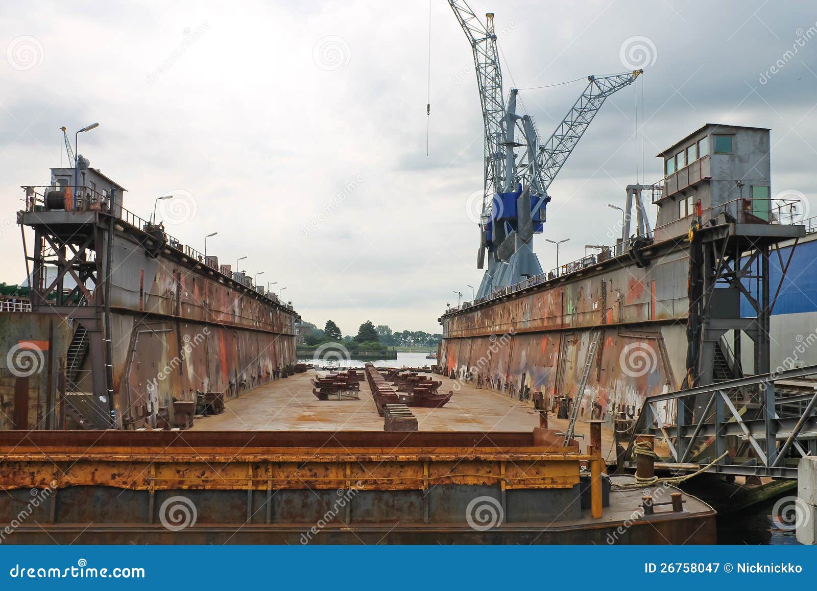 Empty Dry Dock at the Shipyard Stock Image - Image of engineering ...