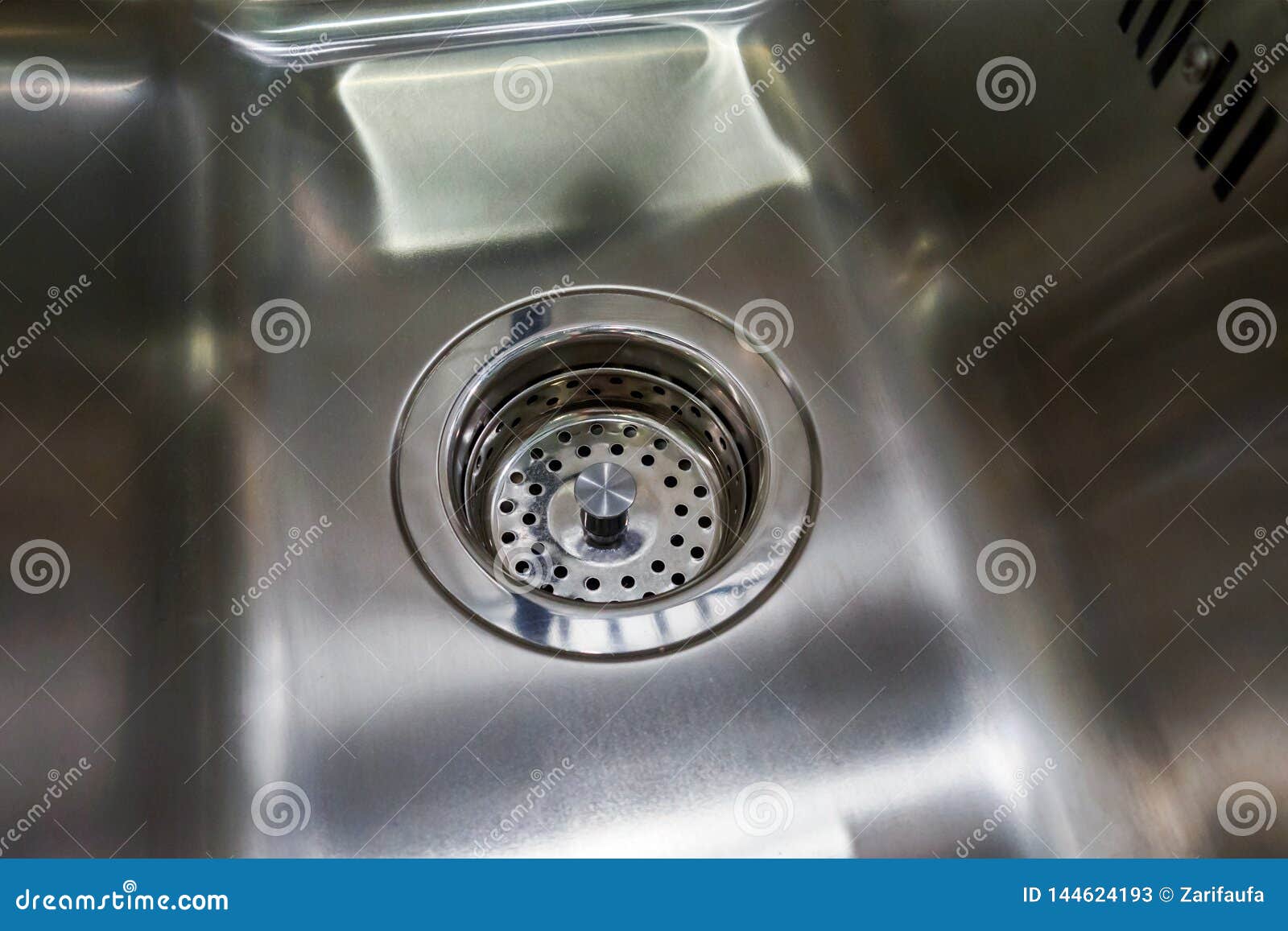 Empty and Dry Metal Kitchen Sink with Grill on Drain Stock Image ...