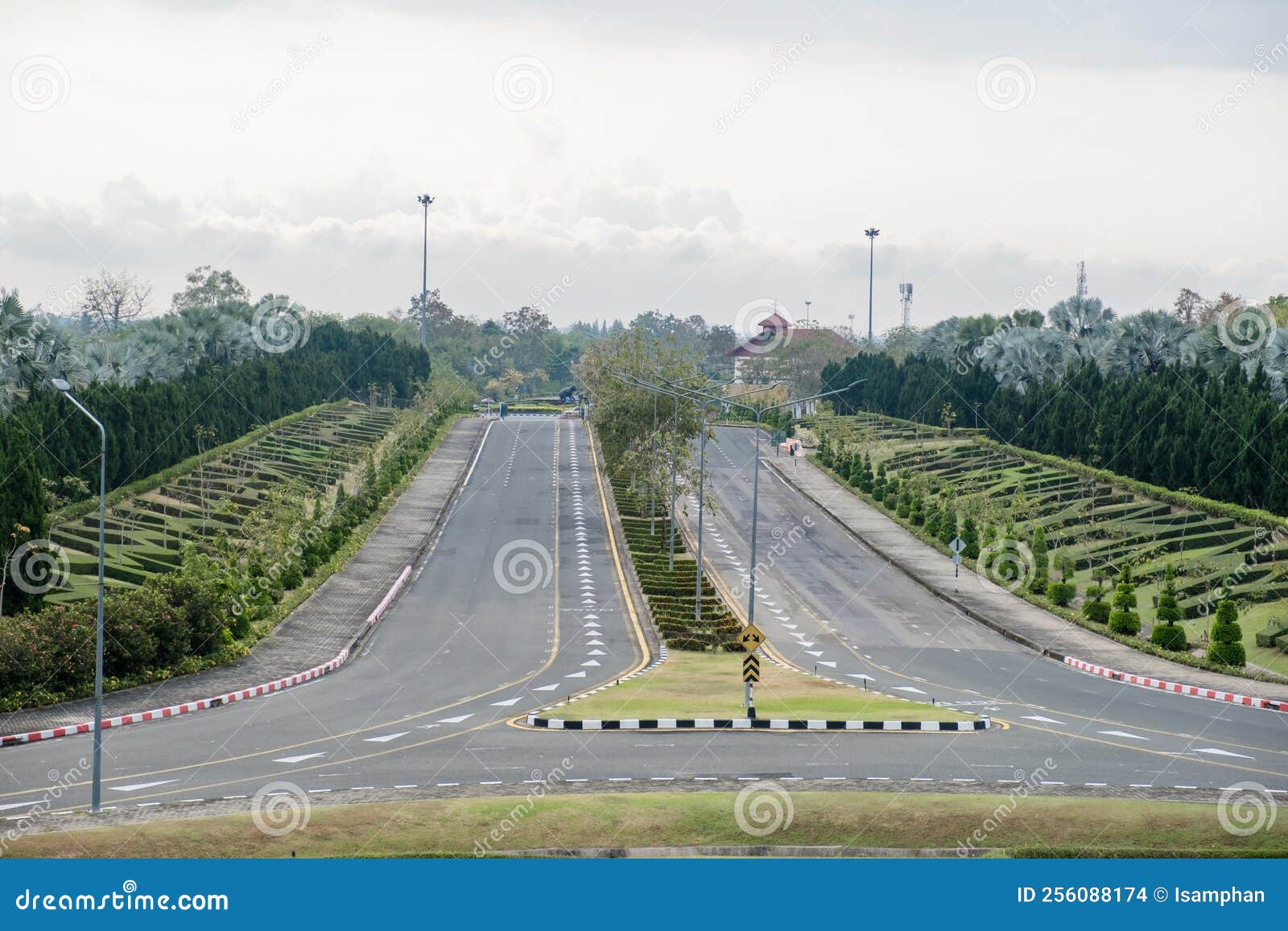 An Empty Dual-lens Road with No Cars at the End of the Road Stock Photo ...