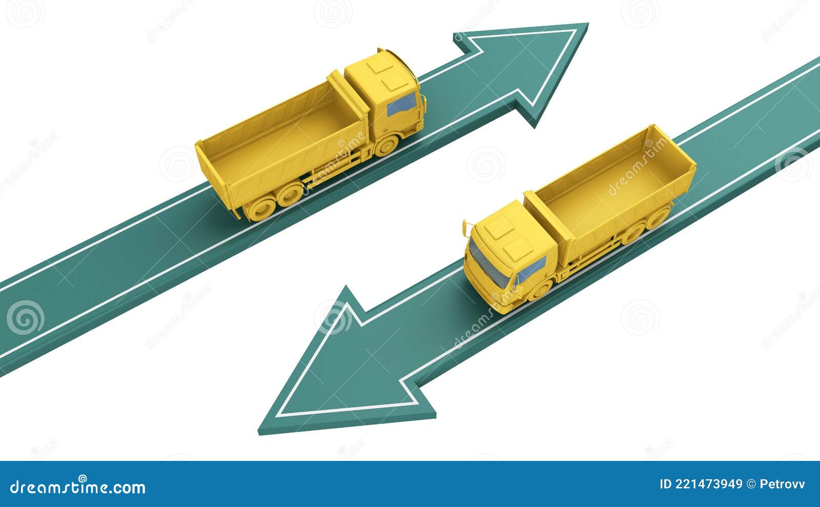 Empty Dump Truck on Arrow Isolated on White Stock Illustration ...