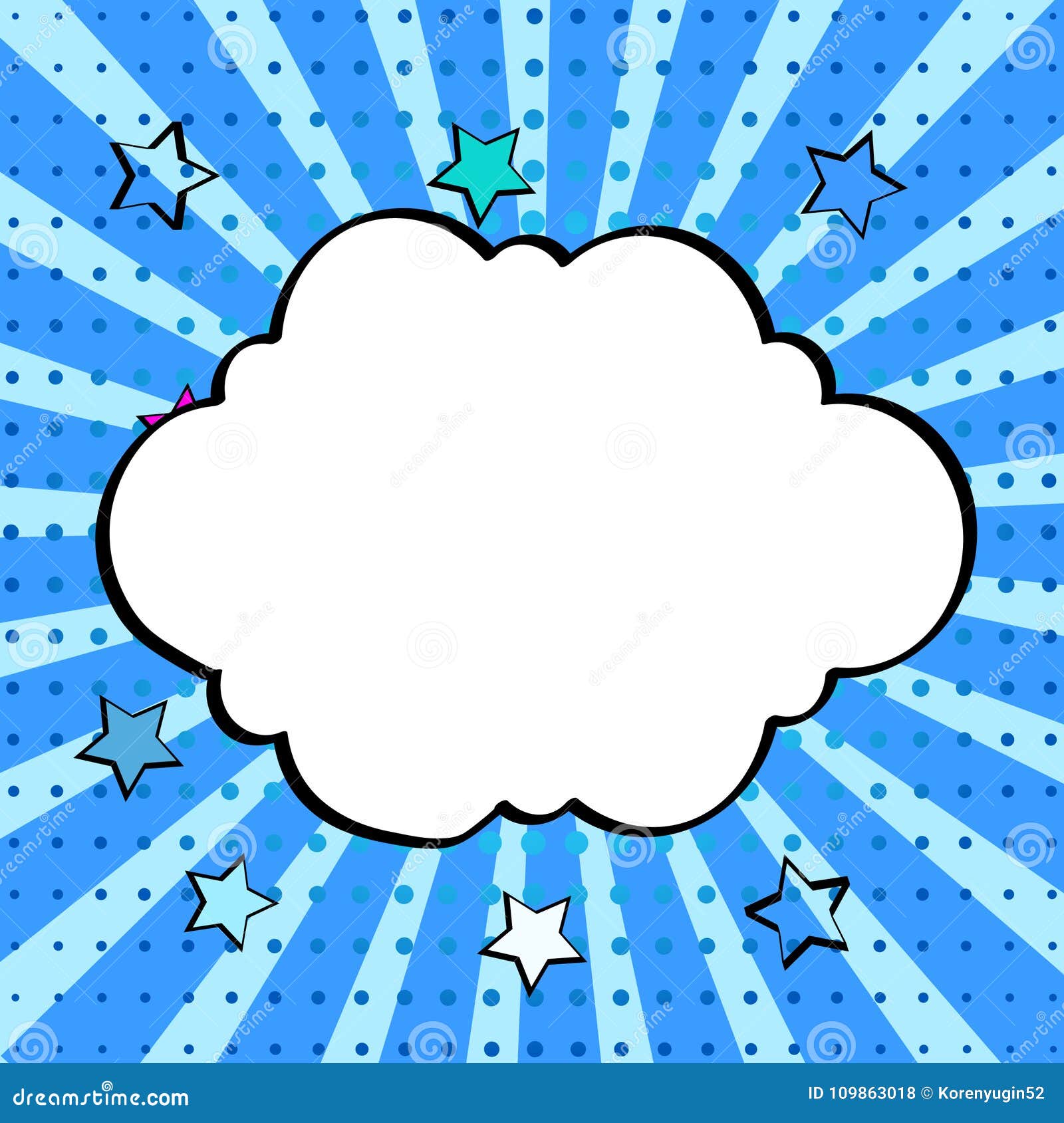 Empty Dynamic Comic Speech Bubble with Dots and Stars. Vector Co Stock ...