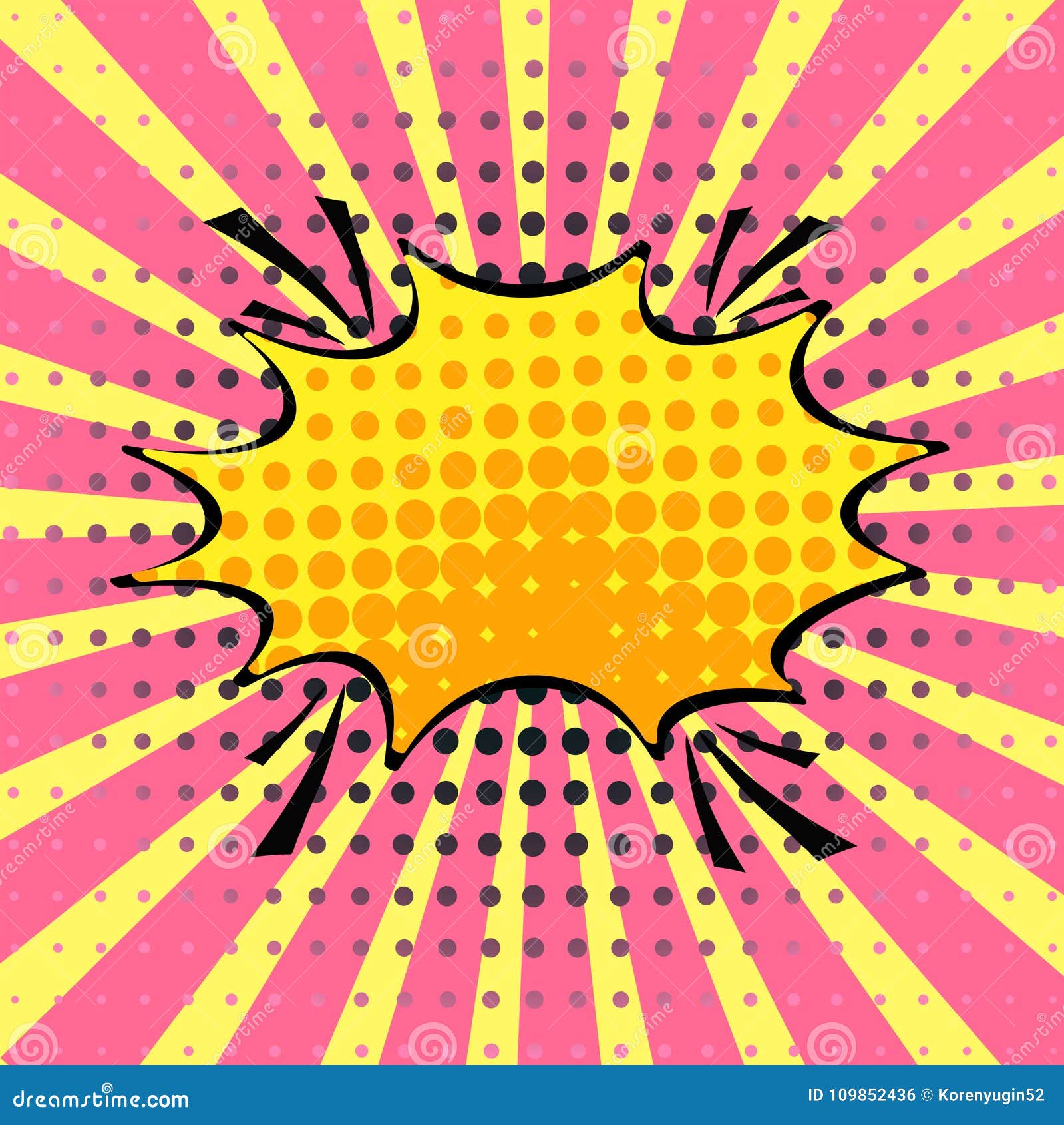 Empty Dynamic Comic Speech Bubble with Dots and Strip. Vector Co Stock ...