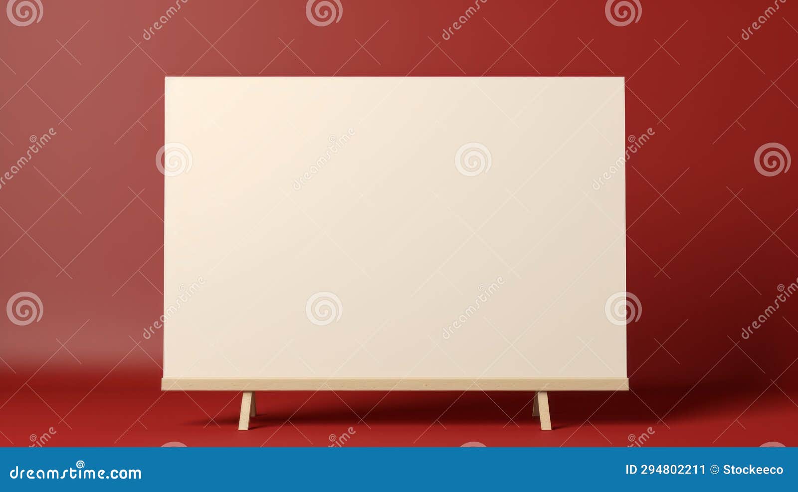 Empty Easel on Red Background: 3d Render with Subtle Color Harmonies ...