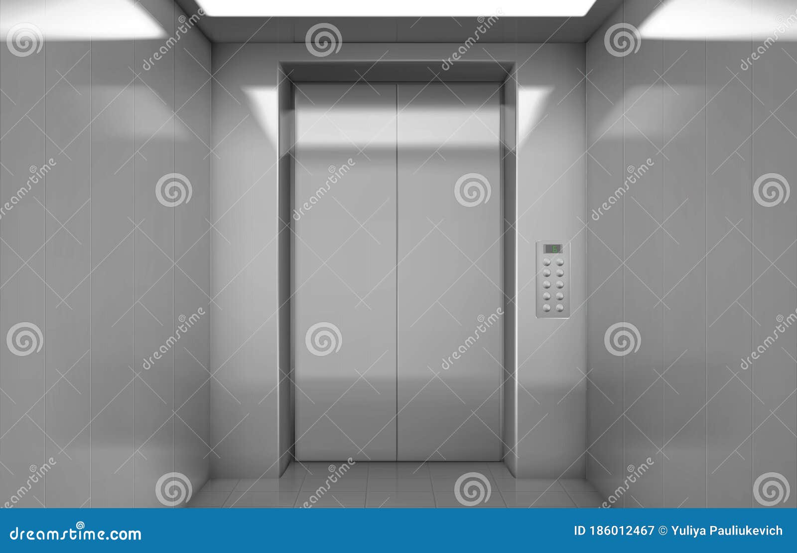 Empty Elevator Cabin with Closed Steel Doors Stock Vector ...