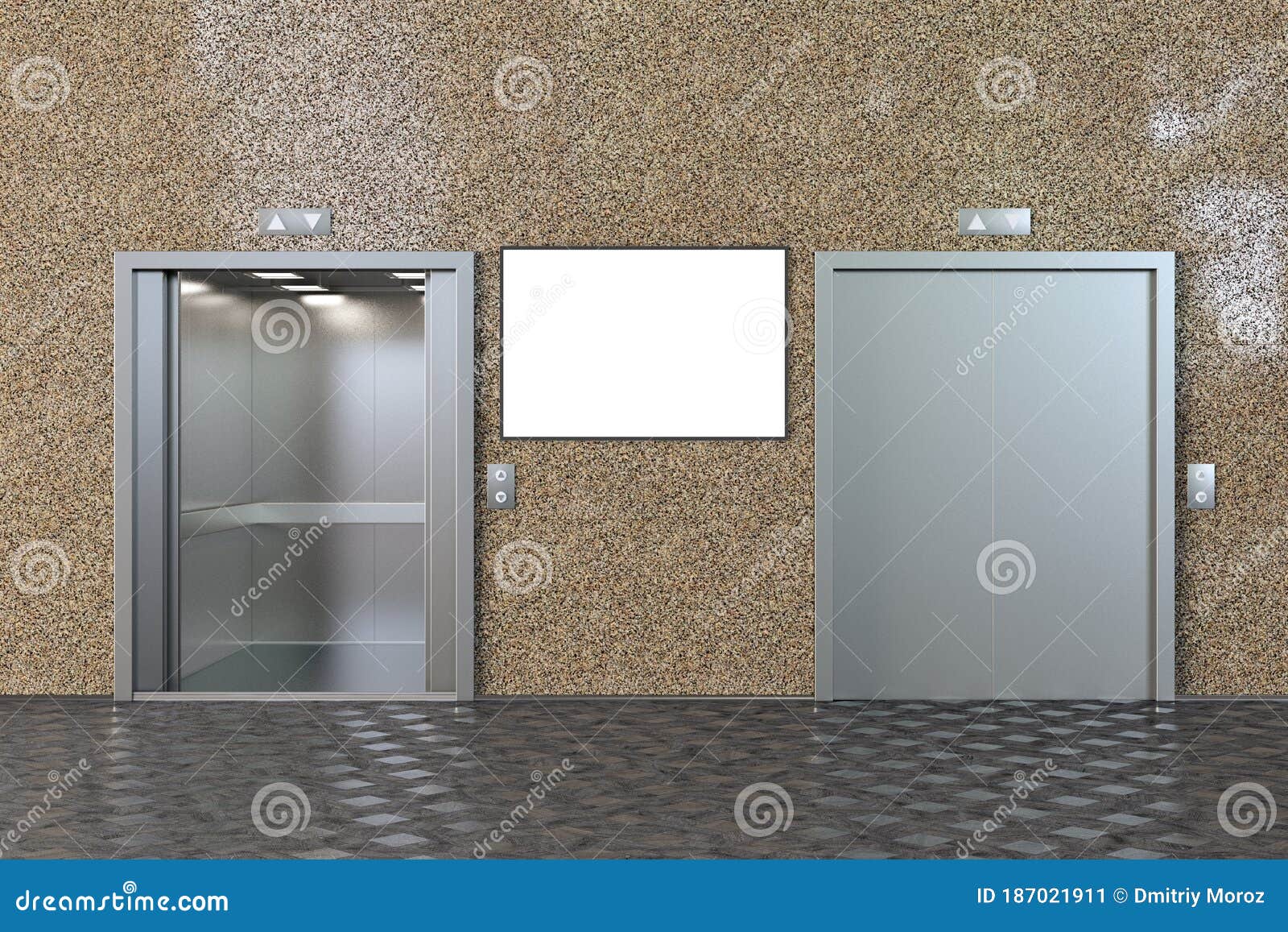 Empty Sky Elevator Concept With Elevator Royalty-Free Cartoon ...