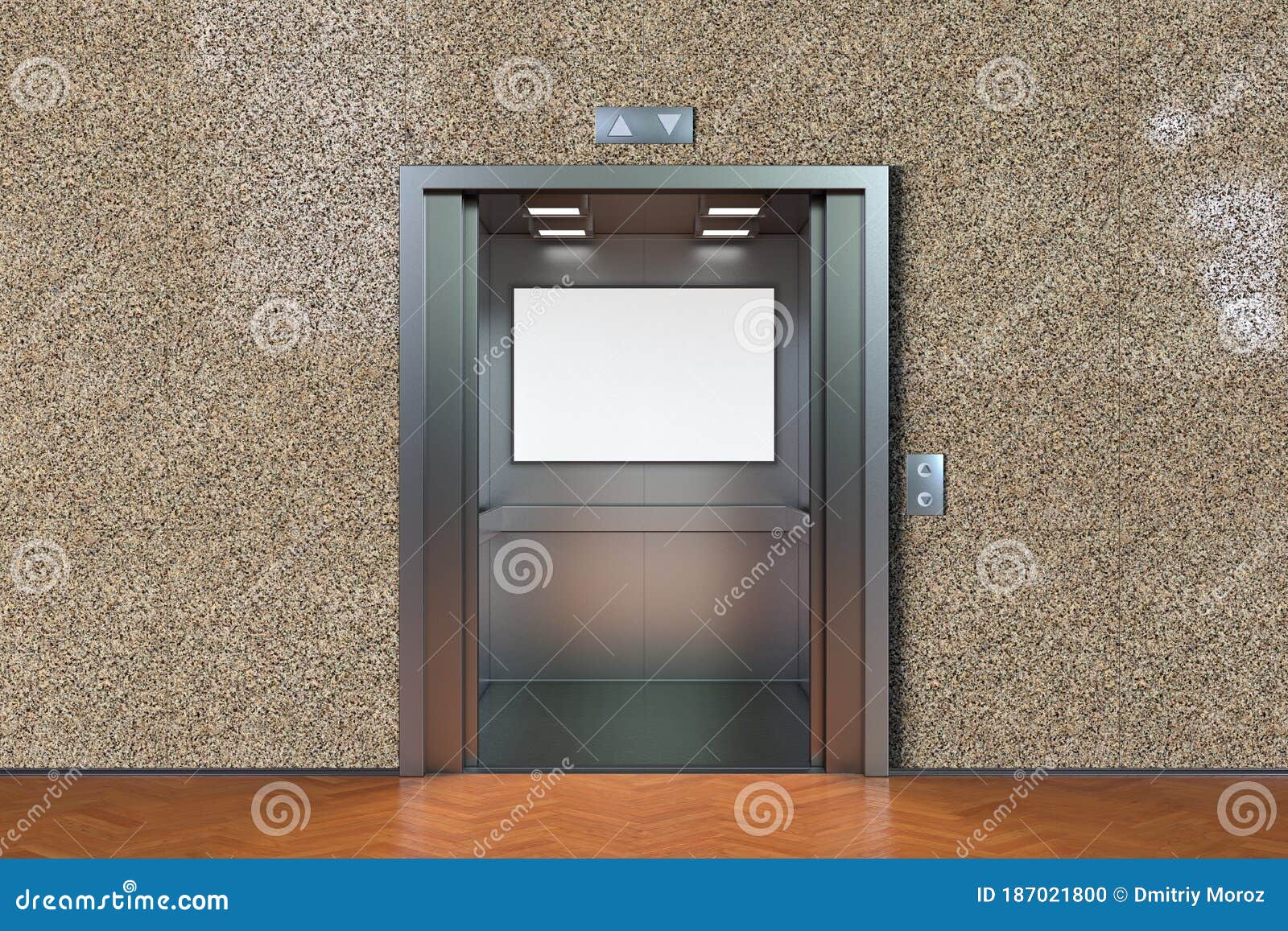 Empty Elevator Cabin With Blank Poster Vector Illustration ...