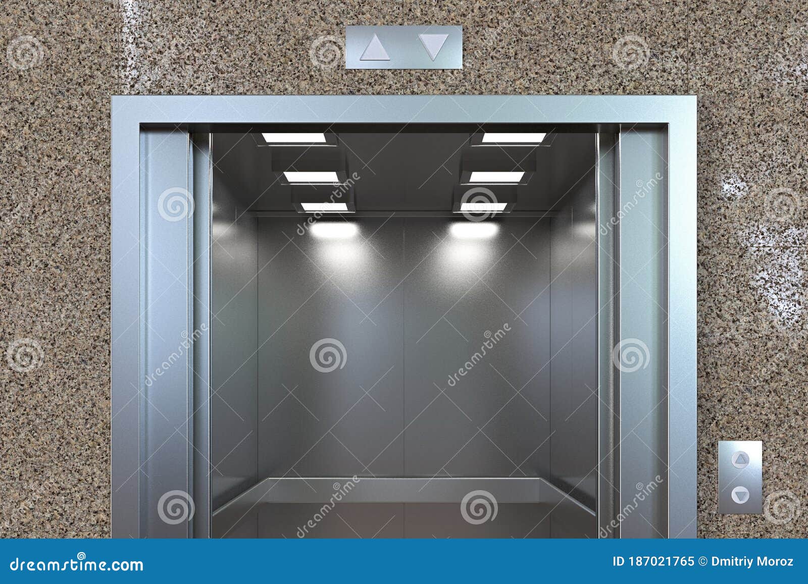 Empty Elevator Cabin Wit Open Doors Stock Illustration - Illustration ...