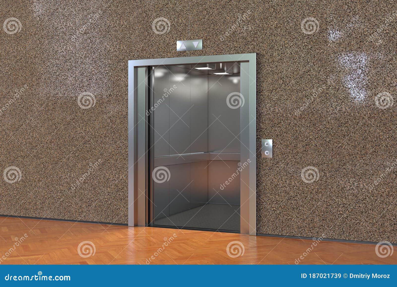 Empty Elevator Cabin Wit Open Doors Stock Illustration - Illustration ...