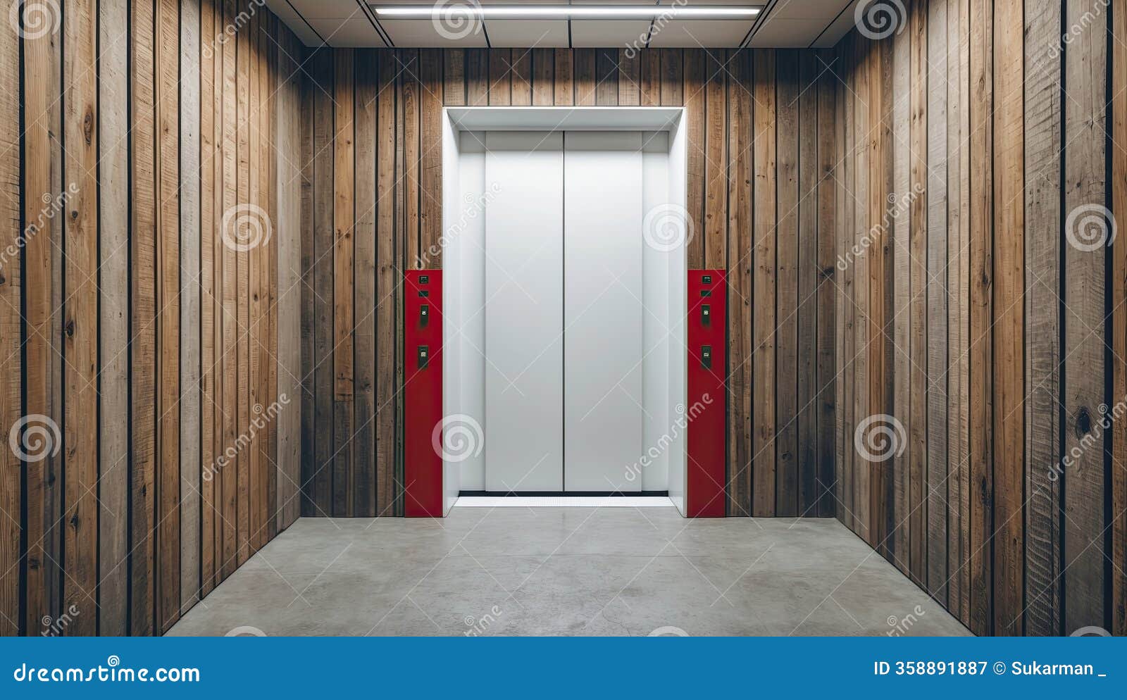 Empty Elevator Cabin With Closed Steel Doors Cartoon Vector ...