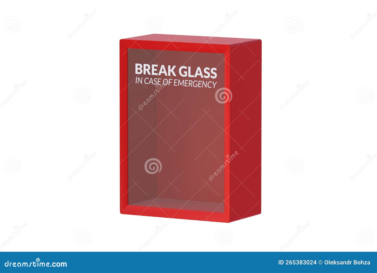 Empty Emergency Box with Breakable Glass Isolated on White Background ...