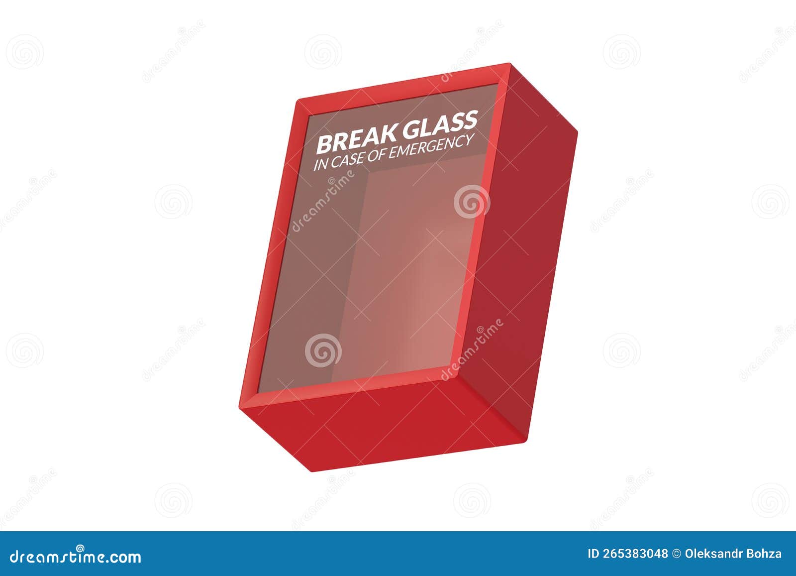 Empty Emergency Box with Breakable Glass Isolated on White Background ...