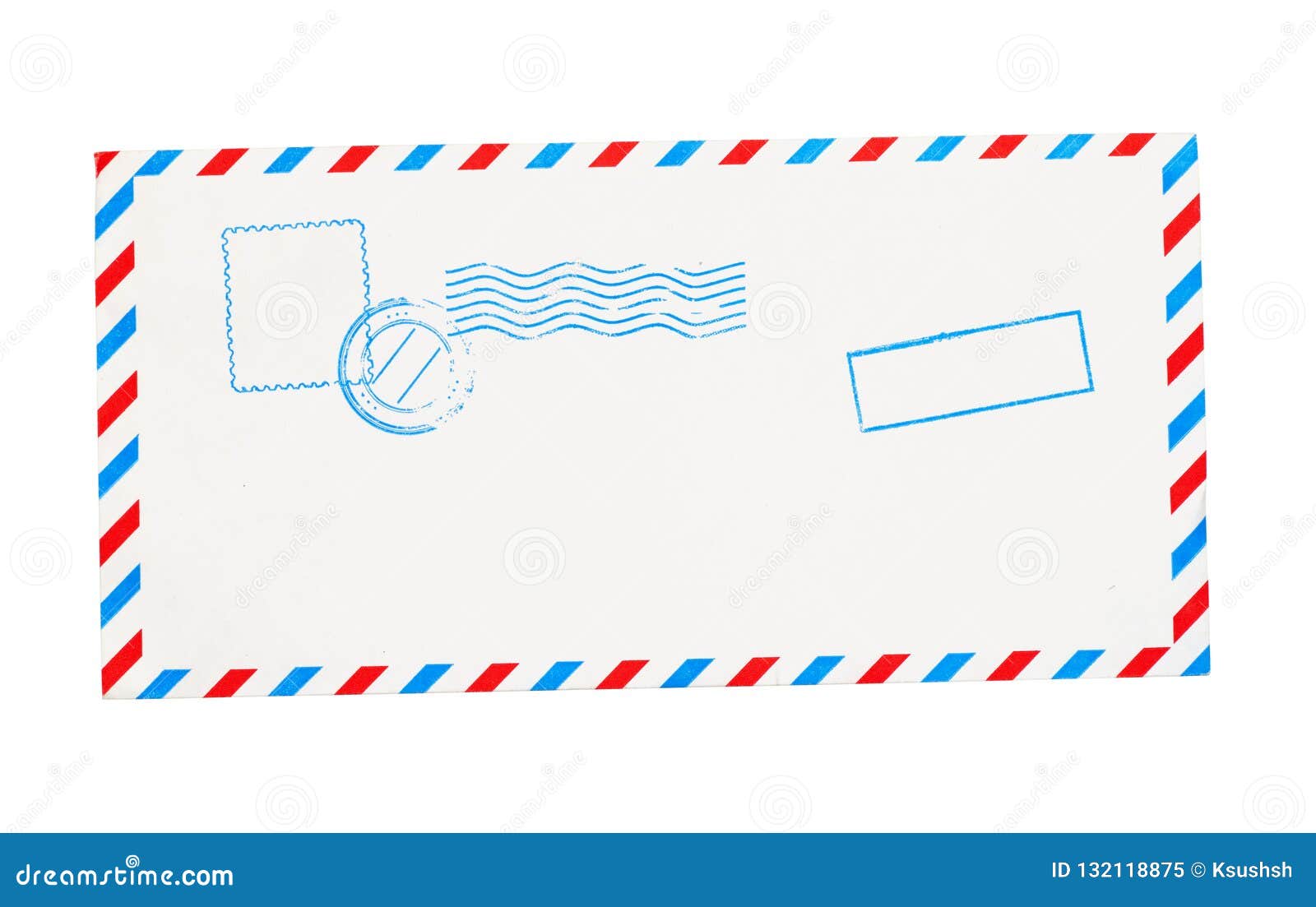 Empty Envelope with Red and Blue Borders and Stamps Stock Image - Image ...