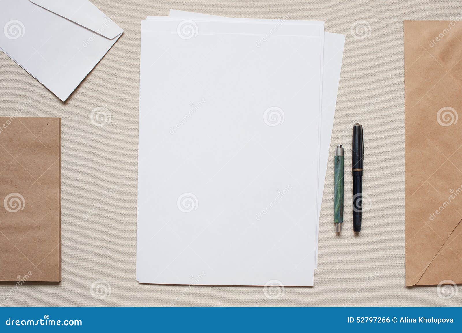 Empty Envelopes and Sheets of Paper on the Table Stock Photo - Image of ...