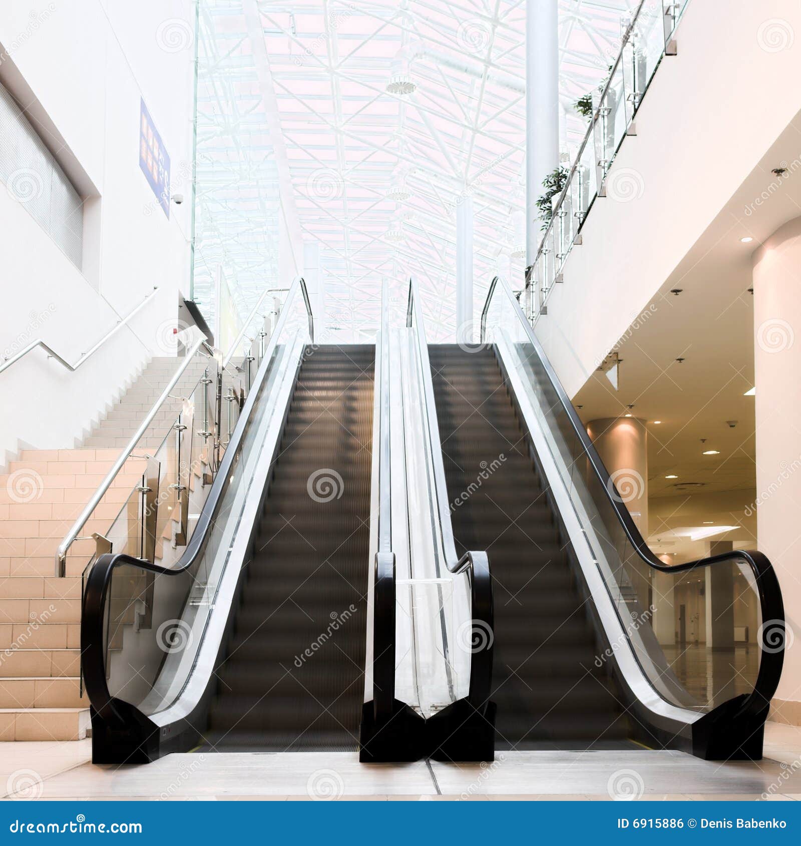 Empty escalator stock photo. Image of indoor, glass, business - 6915886