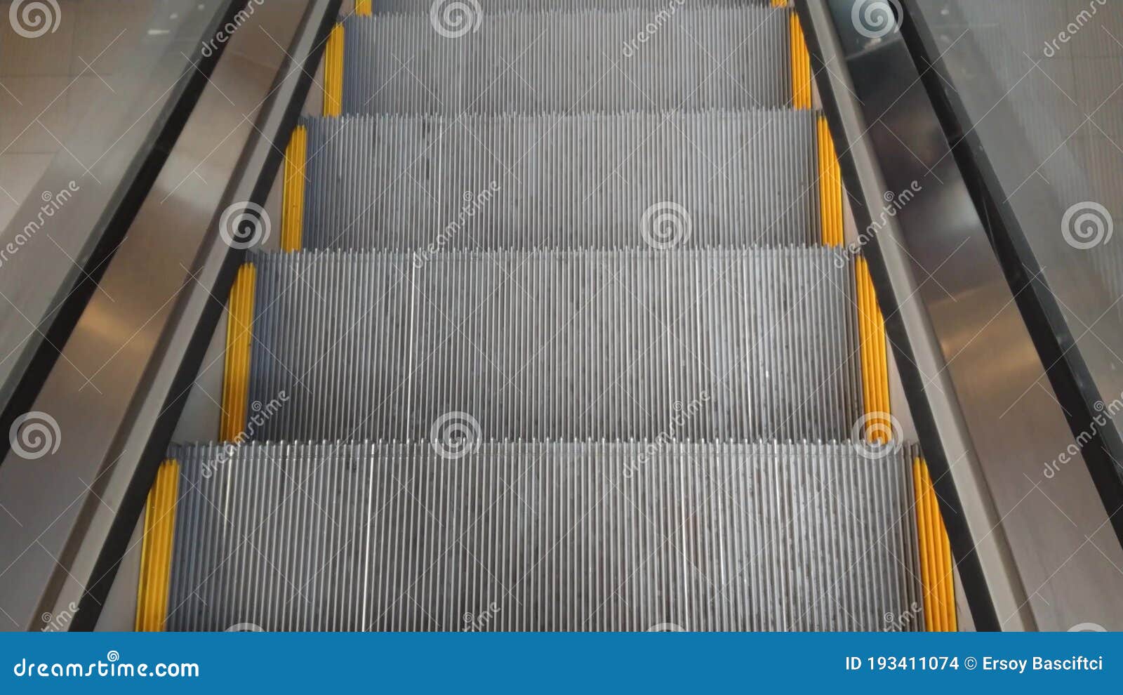 An Empty Escalator Going Down Close Up Stock Photo - Image of subway ...