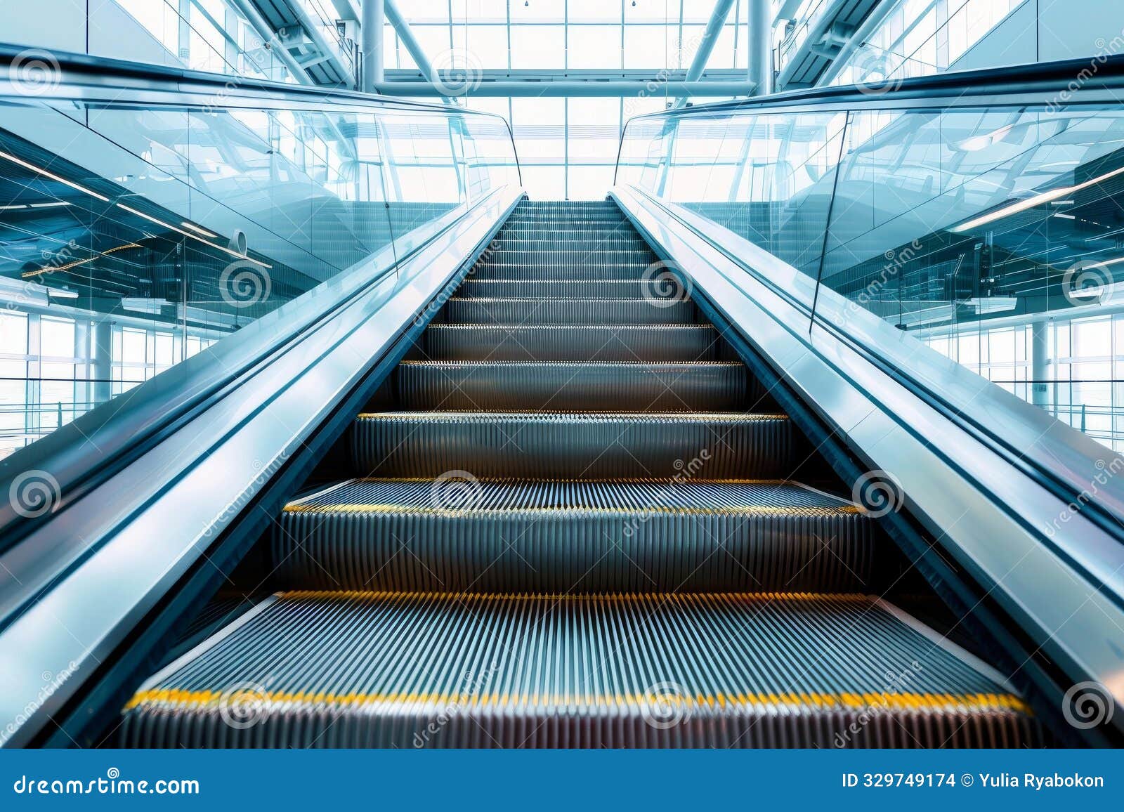 Empty Escalator Going Up in Modern Building Stock Illustration ...