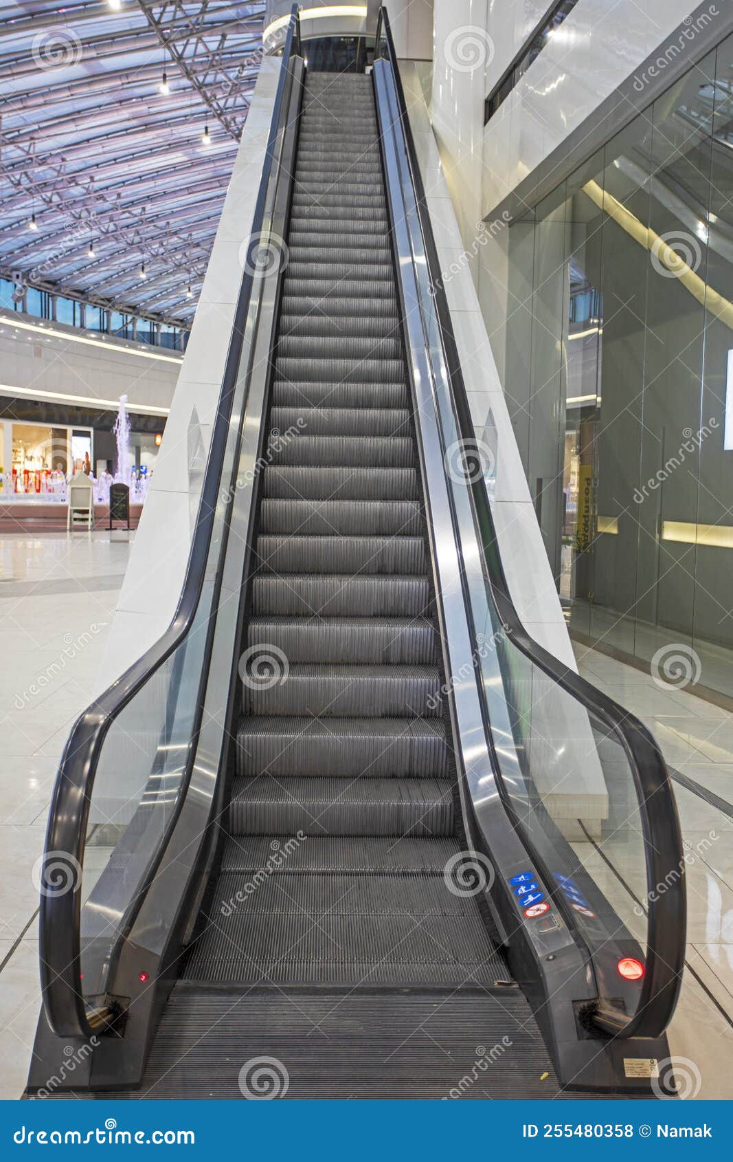 Empty Escalator in the Mall without People. Modern Interior Stock Photo ...