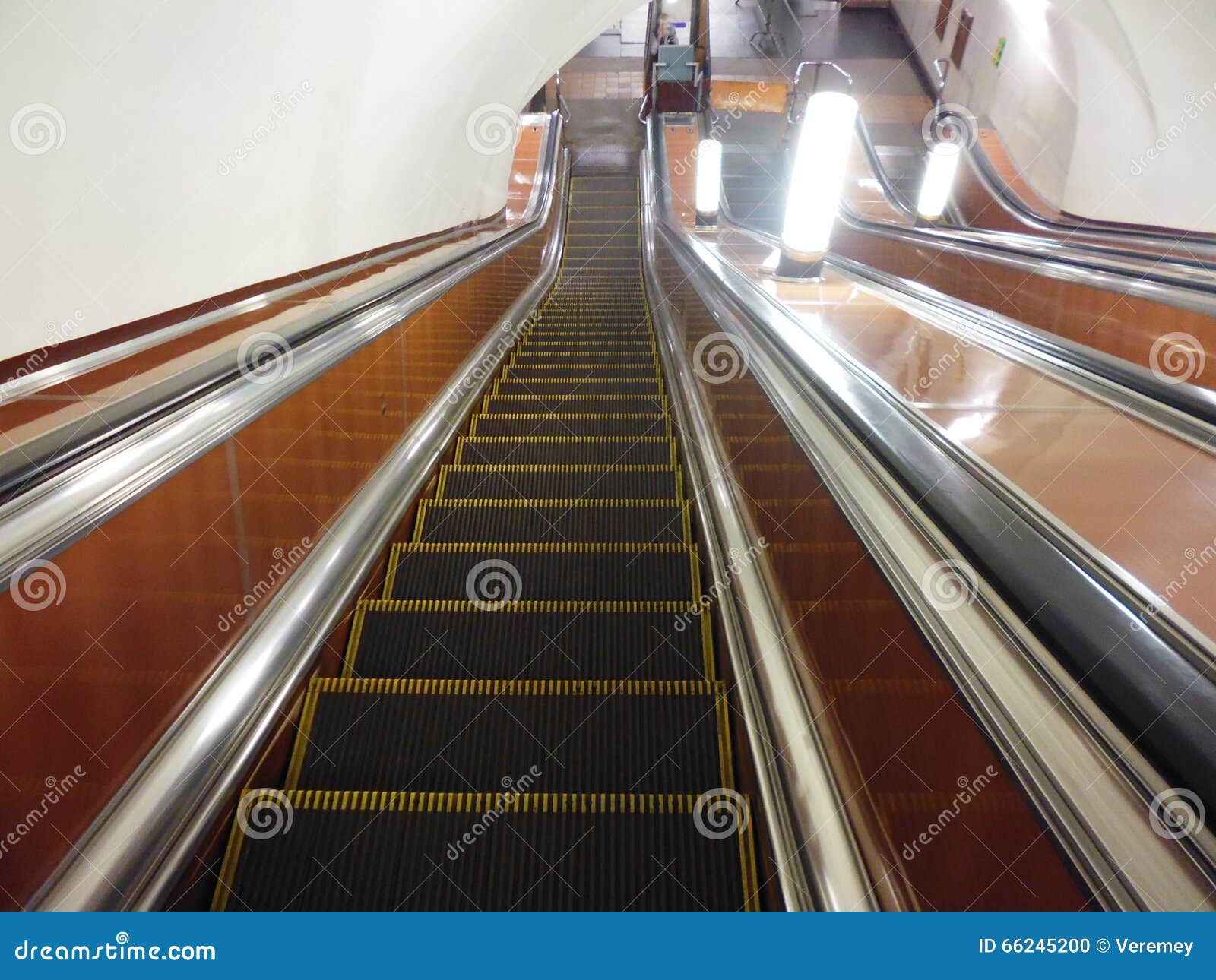 An Empty Escalator in Metro Stock Photo - Image of motion, horizontal ...