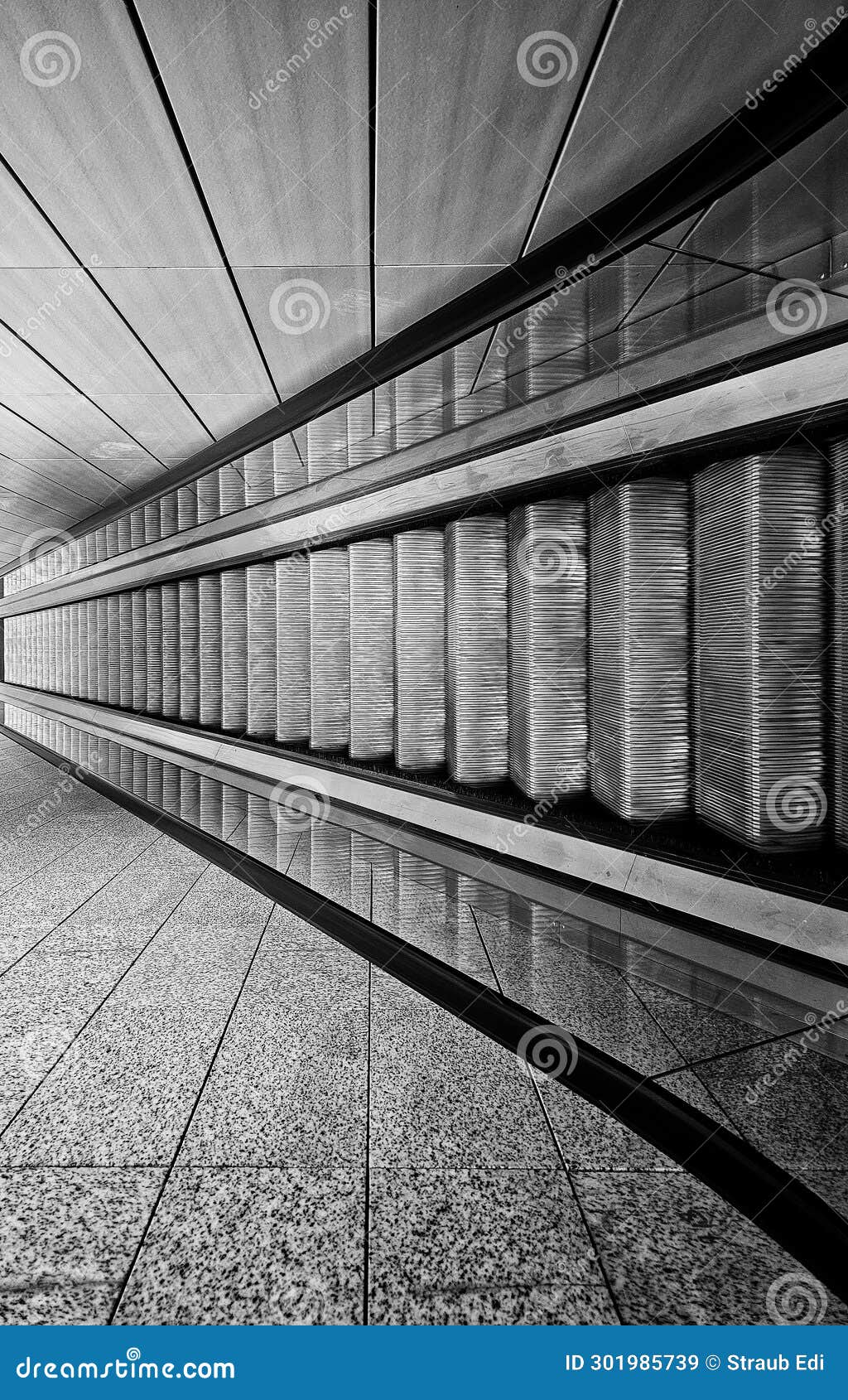 Empty Escalators Stairs at the End of Subway Line Stock Image - Image ...