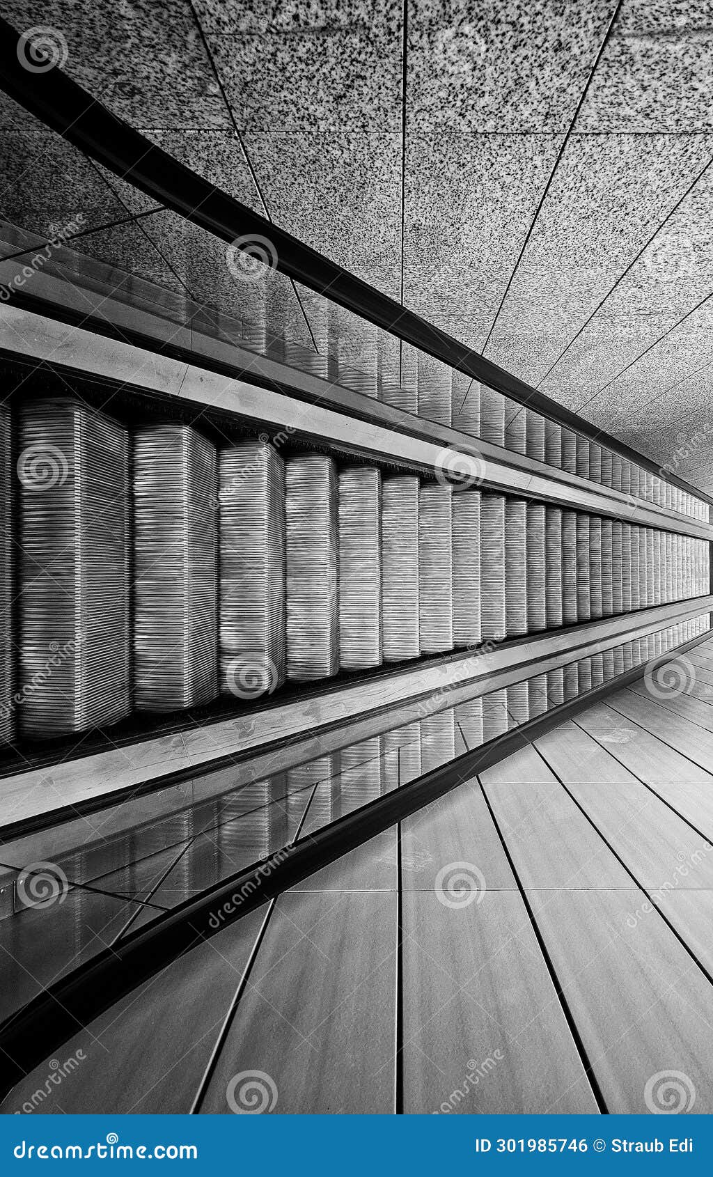 Empty Escalators Stairs At The End Of Subway Line Royalty-Free Stock ...