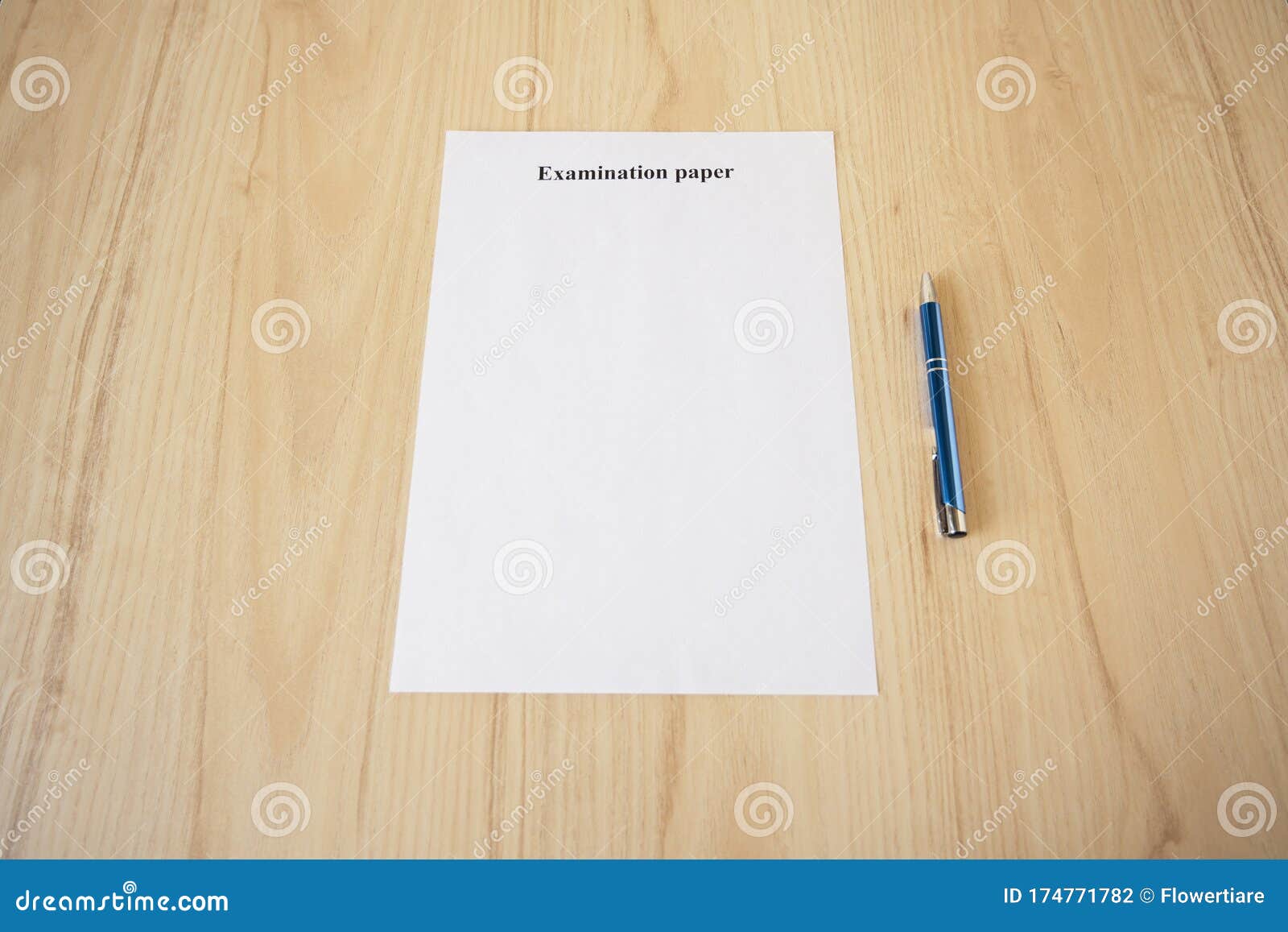 Empty Examination Paper for University with Pen on the School Desk ...