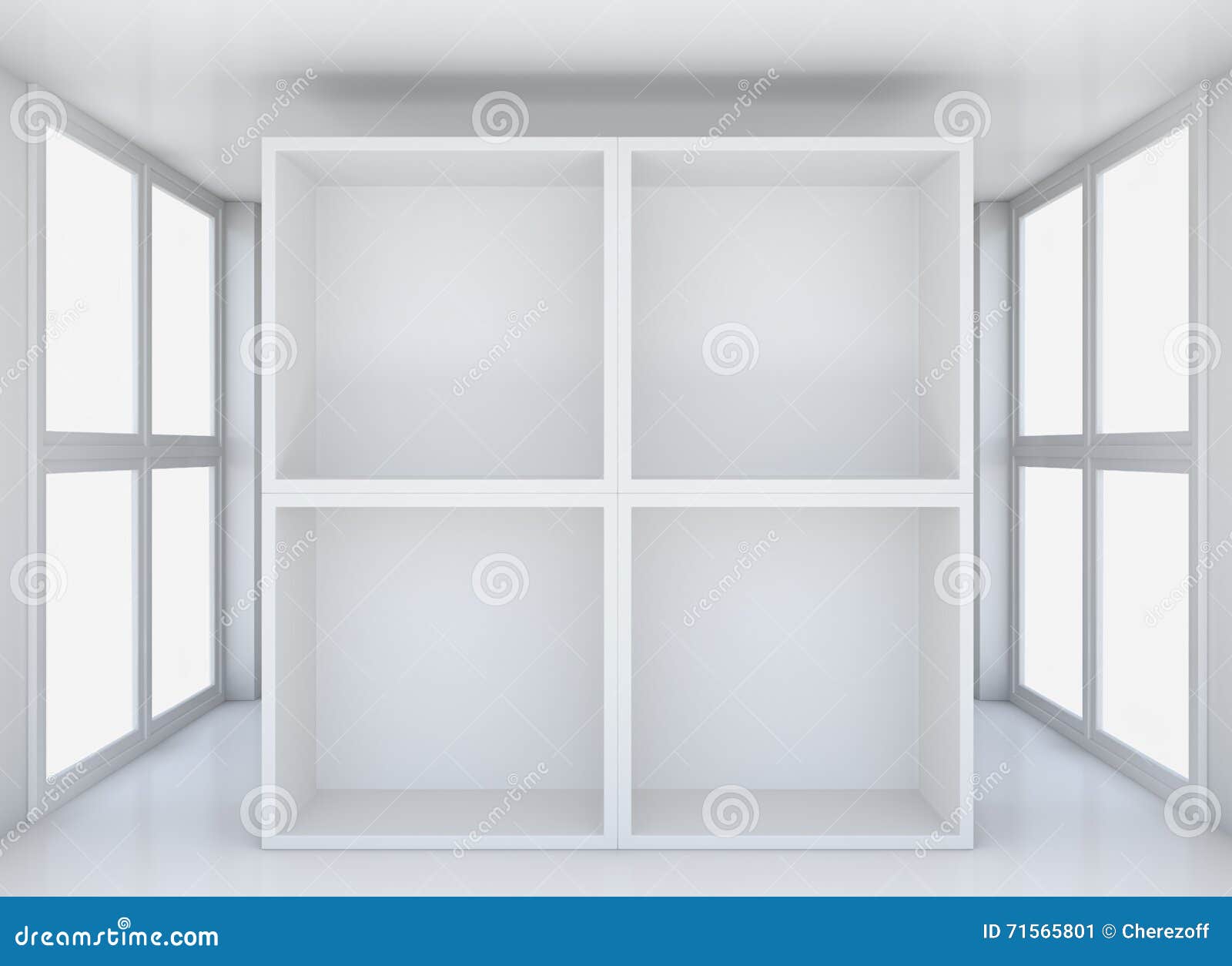 Empty Exhibit Showcases in Blank Interior Showroom Stock Image - Image ...
